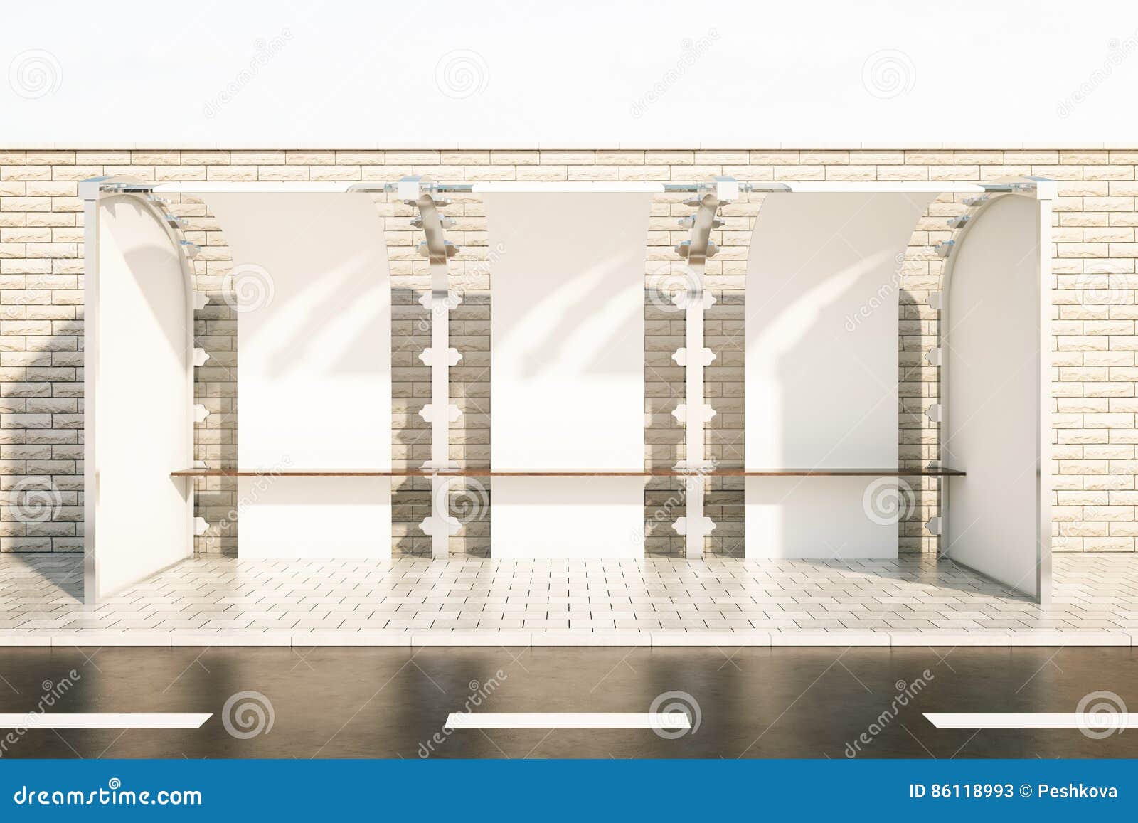 Bus stop stock illustration. Illustration of board, brick - 86118993