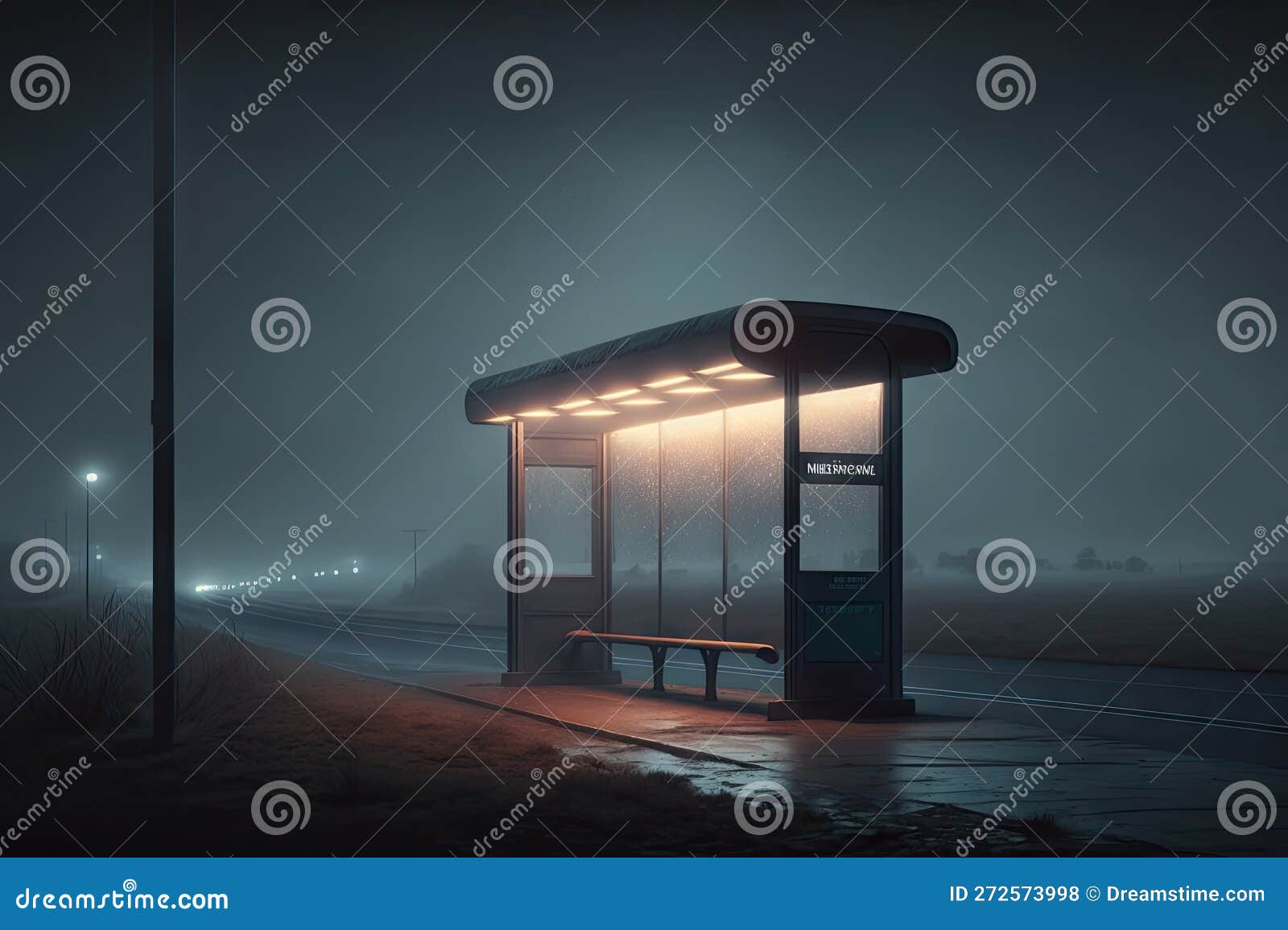 Bus Stop with No Lights, Surrounded by Darkness and Silence Stock ...
