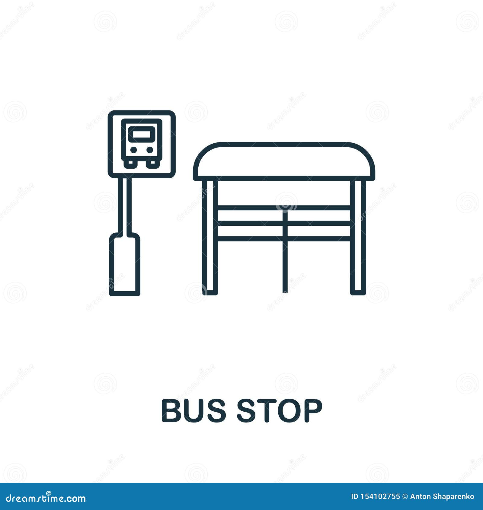 Bus Stop Outline Icon. Thin Style Design from City Elements Icons ...