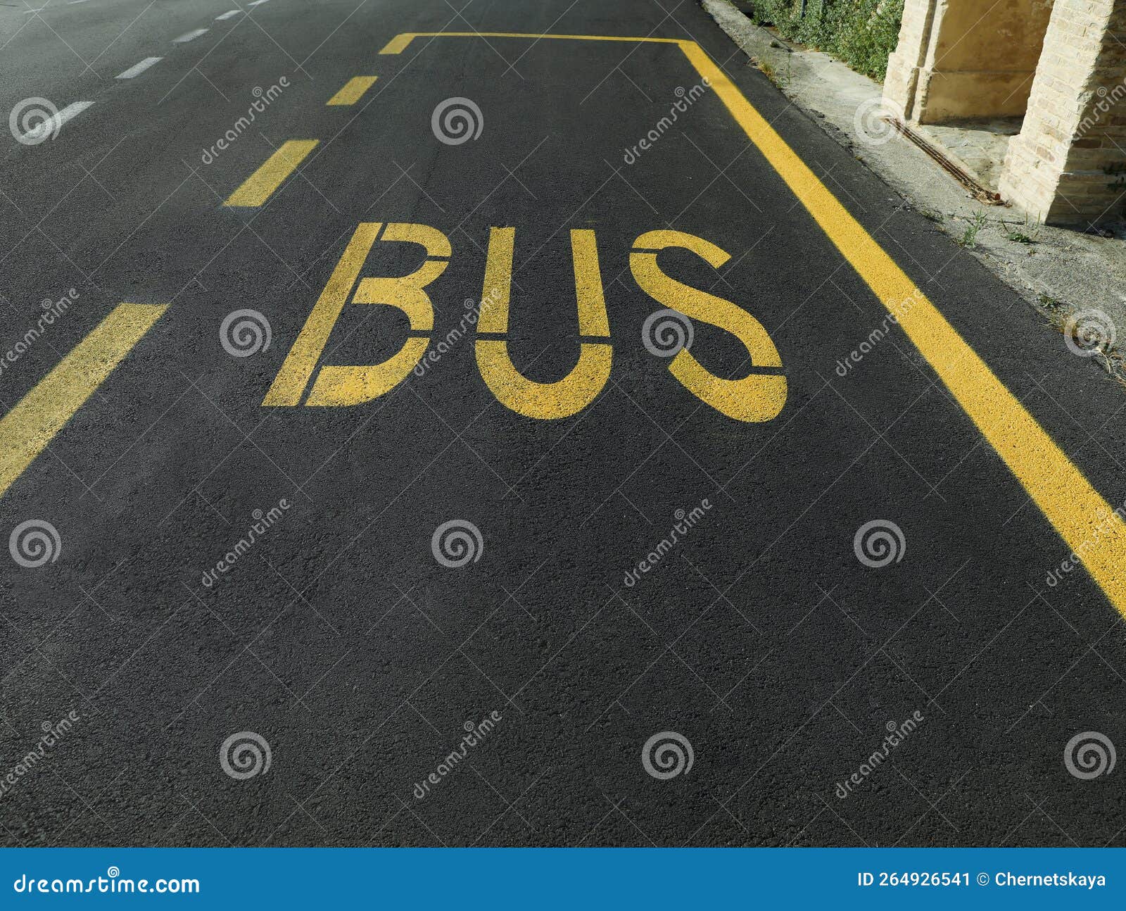 Bus Stop Pad on Asphalt Road on Sunny Day Stock Image - Image of italy ...