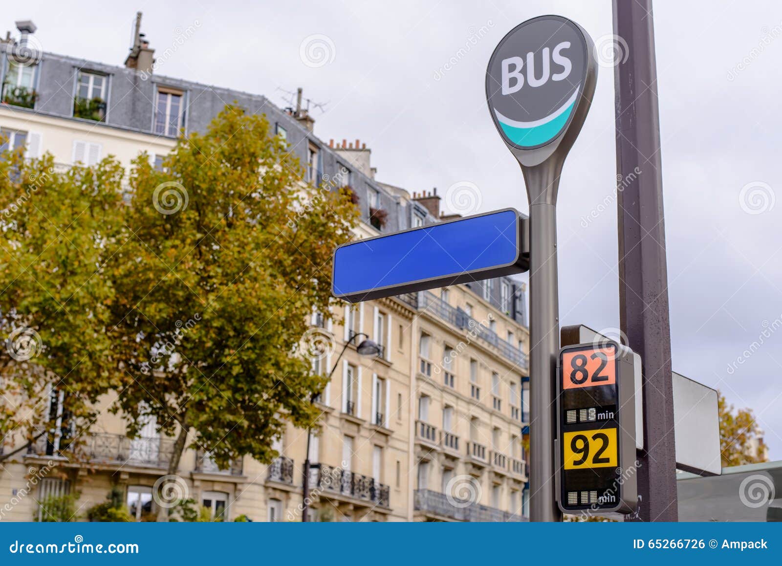 Bus Stop in Paris the Autumn Stock Photo - Image of travel, city: 65266726