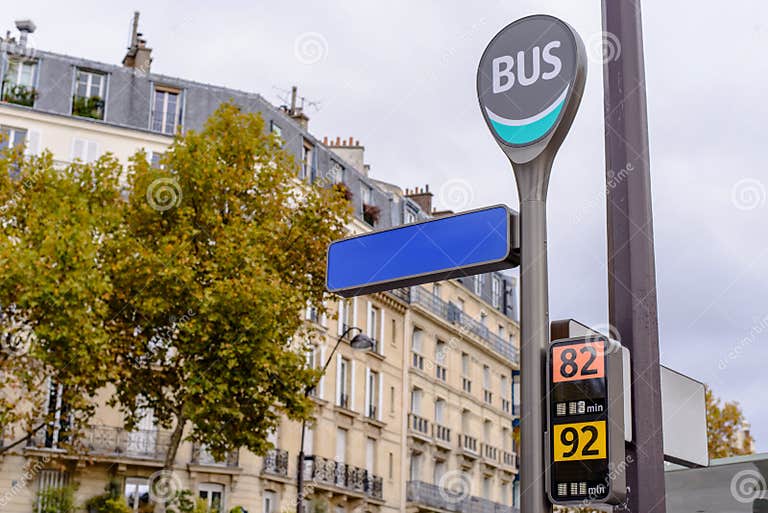 Bus Stop in Paris the Autumn Stock Photo - Image of travel, city: 65266726