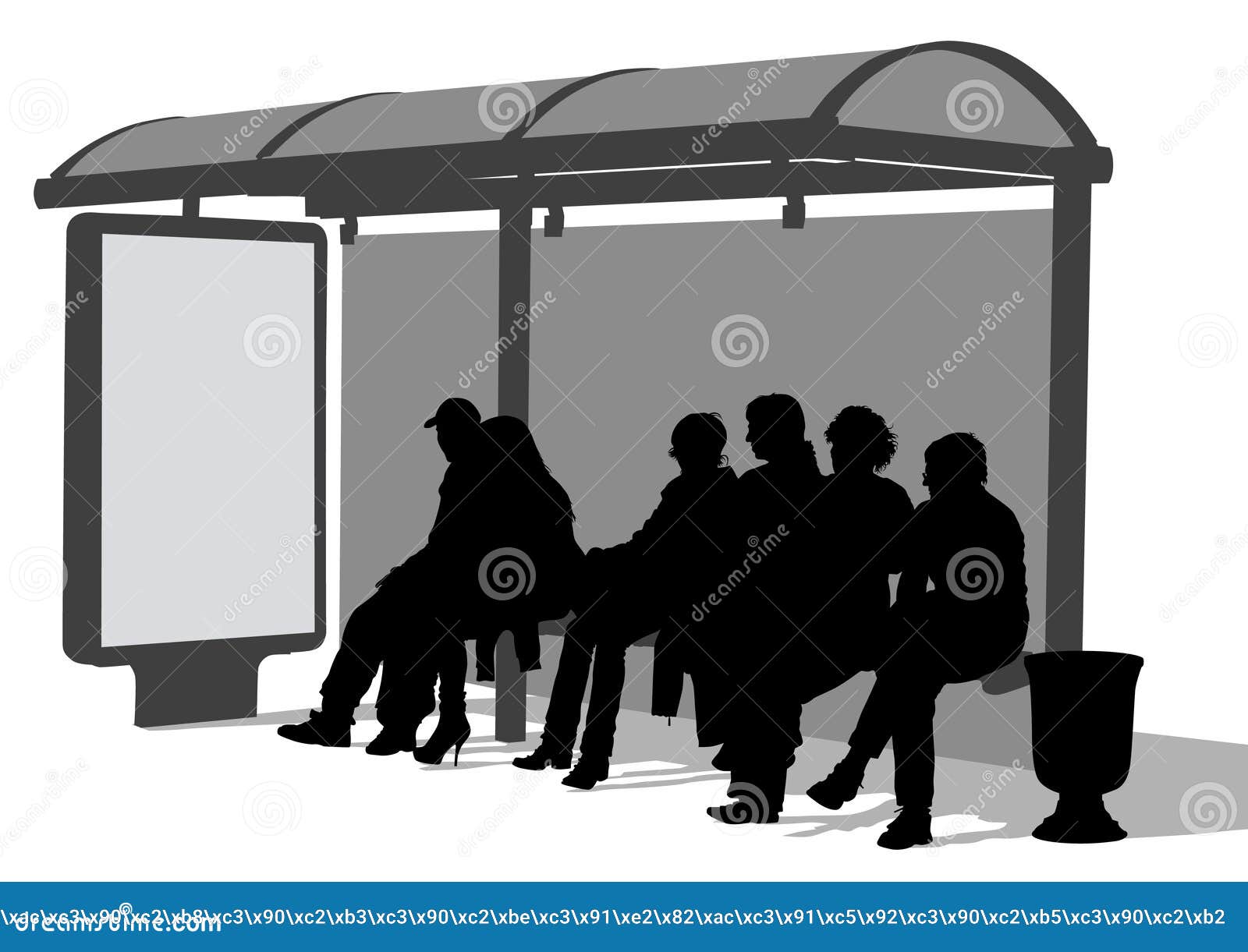 Bus stop people stock illustration. Illustration of public - 19909834
