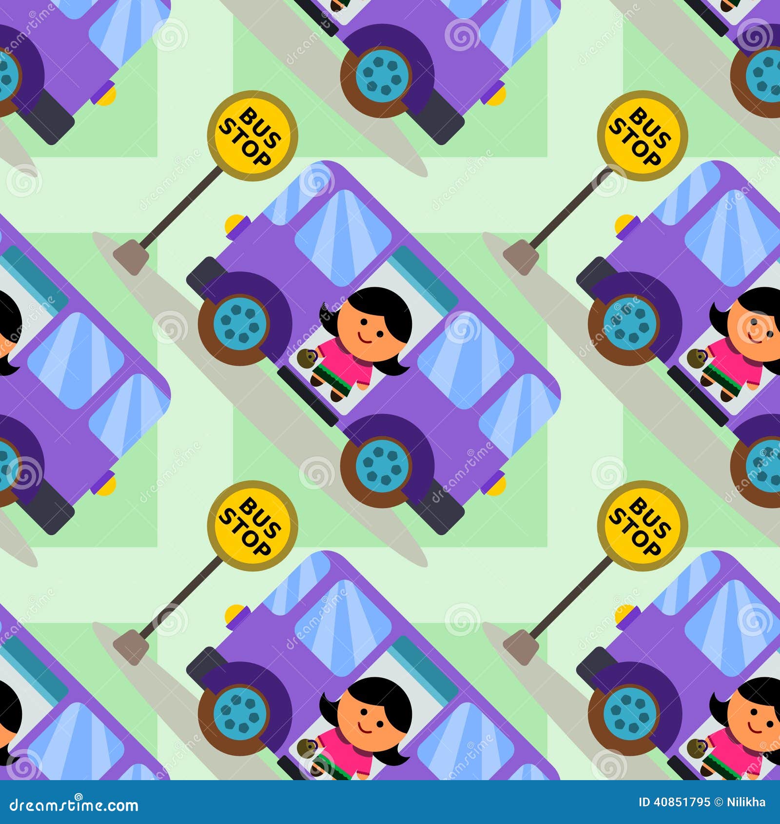 Bus Stop Seamless Background Design Stock Illustration - Illustration ...