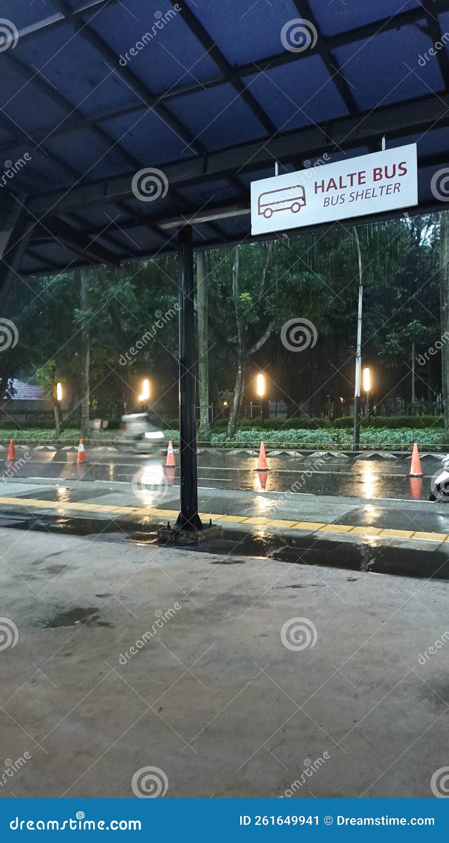 Bus Stop in Senayan when Its Rain Stock Image - Image of stop, senayan ...