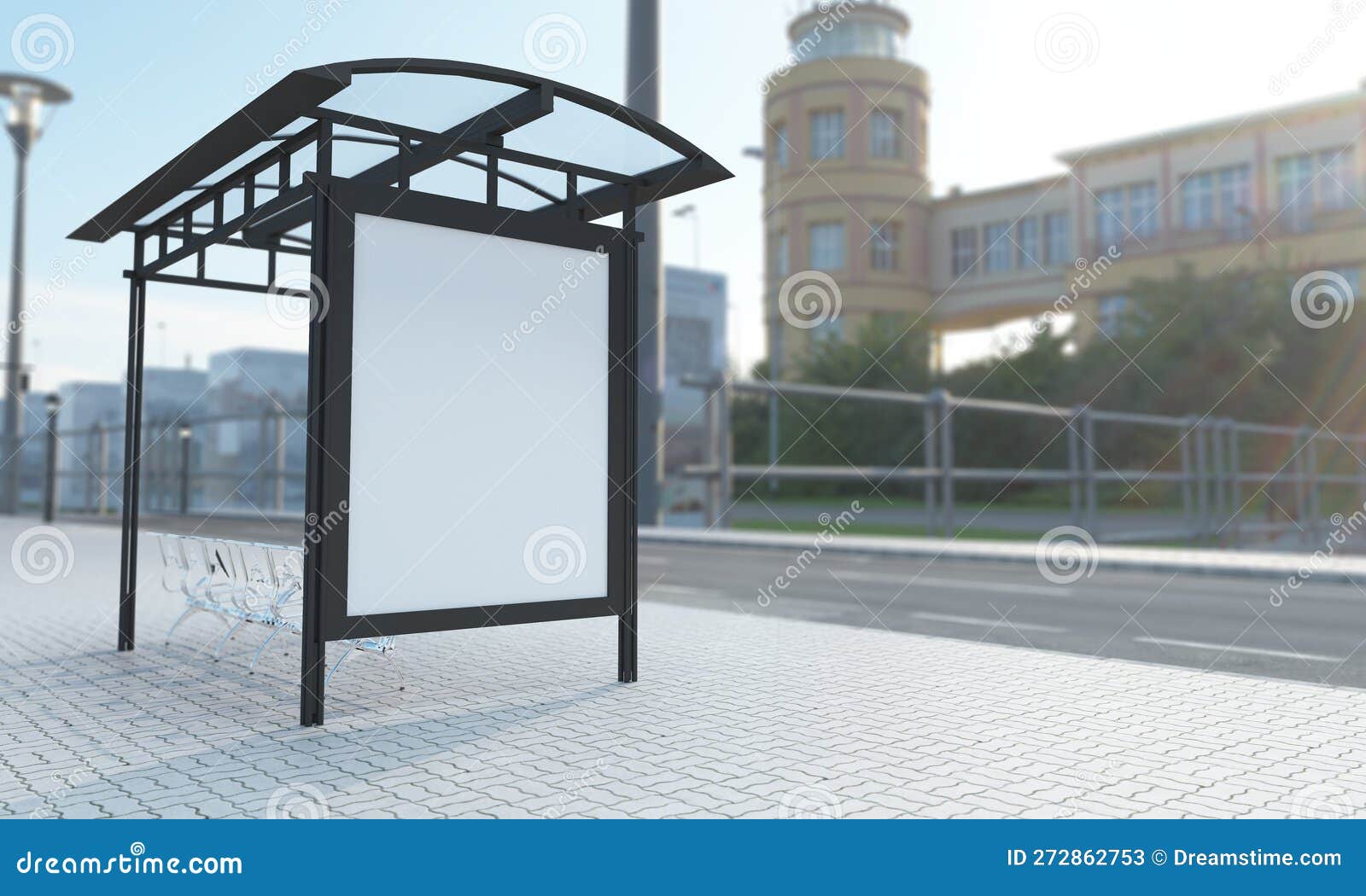 Bus Stop and Bus Shelter Outdoor Advertising Signage Mockup Stock Image ...
