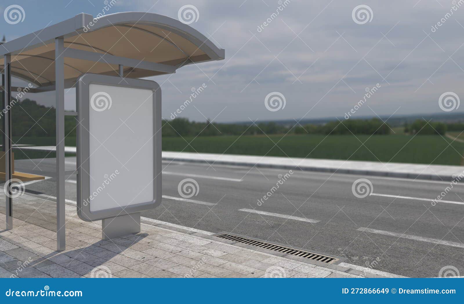 Bus Stop and Bus Shelter Outdoor Advertising Signage Mockup Stock ...