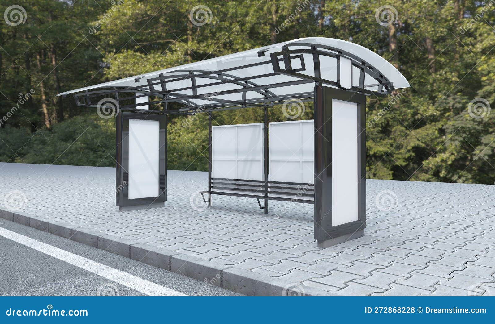 Bus Stop and Bus Shelter Outdoor Advertising Signage Mockup Stock Photo ...