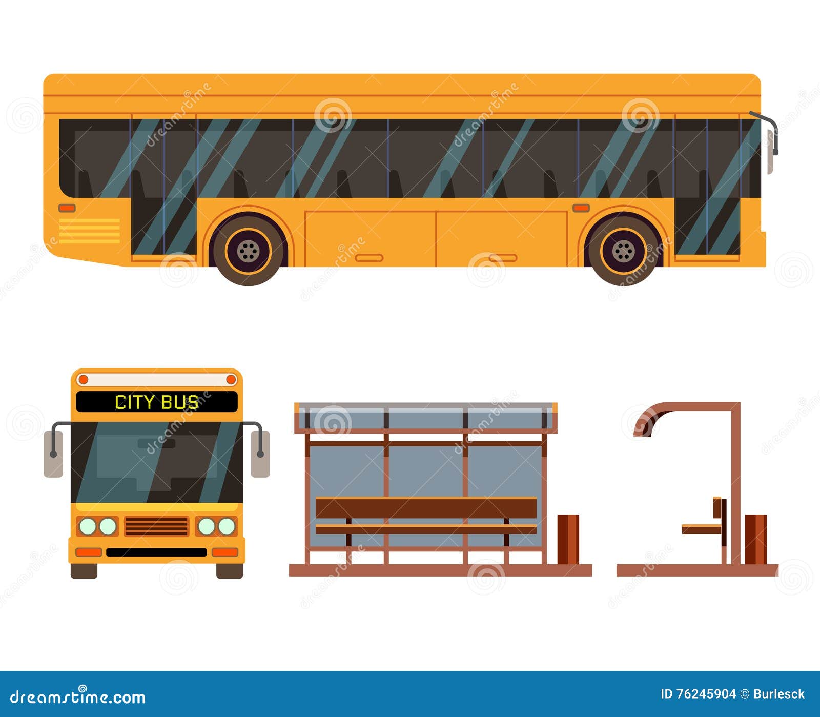 Bus Stop in Side and Front View Positions. Stock Vector - Illustration ...