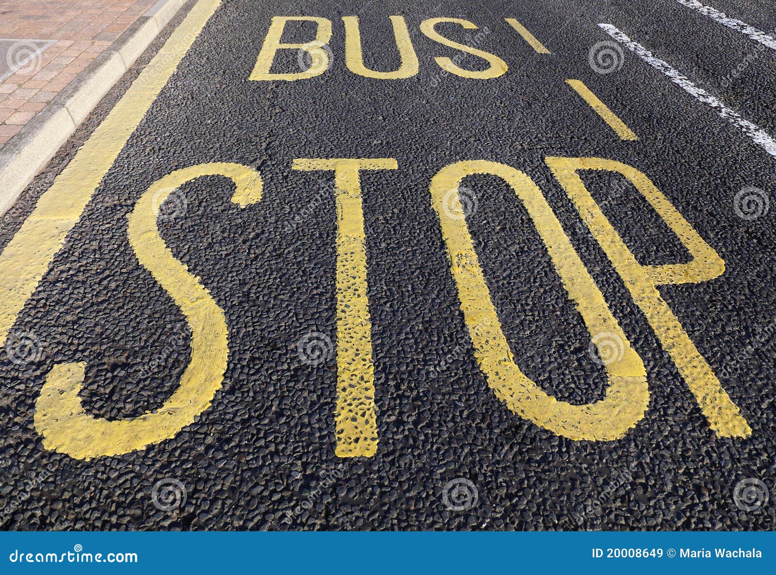 Bus Stop Sign on Asphalt Road Stock Image - Image of street, park: 20008649