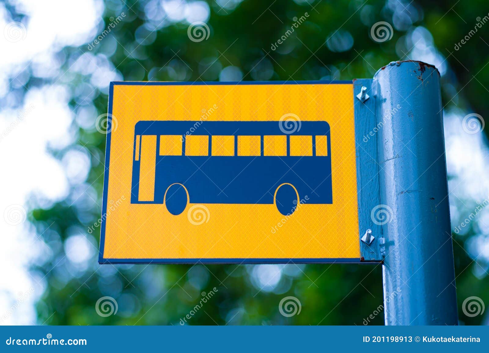 Bus Stop Sign on a Metal Pole Stock Image - Image of public, stop ...
