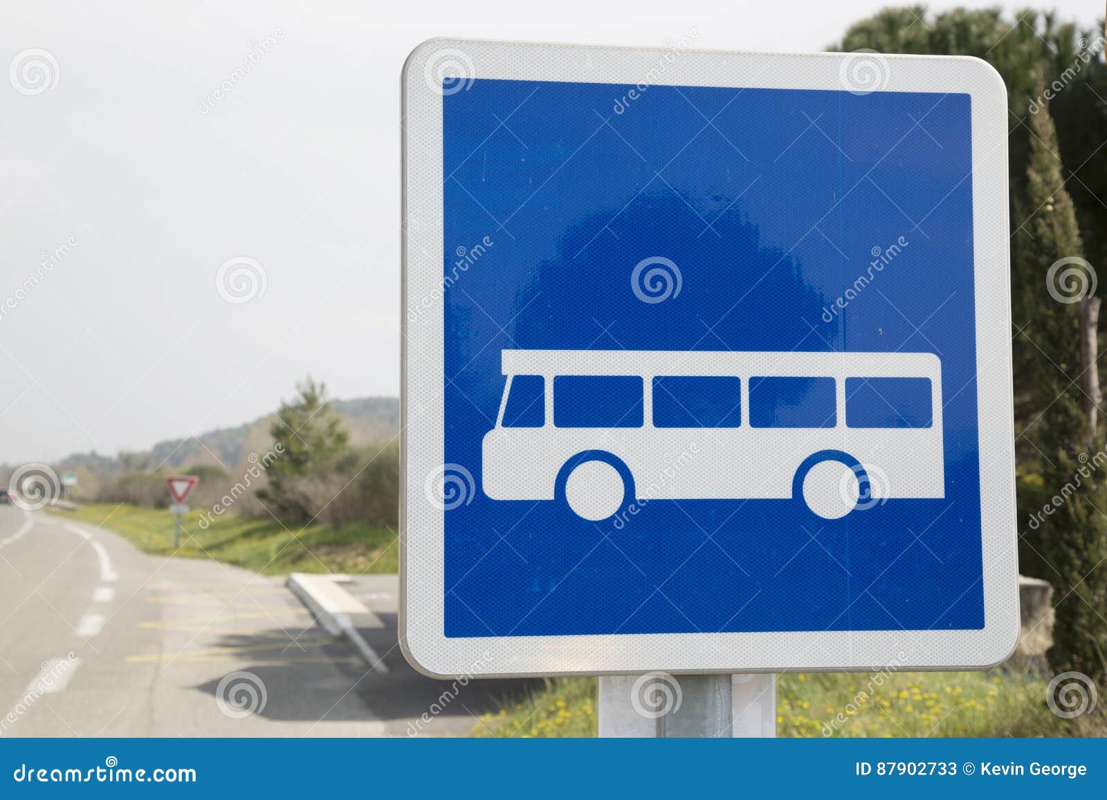 Bus Stop Sign stock image. Image of blue, rural, transport - 87902733