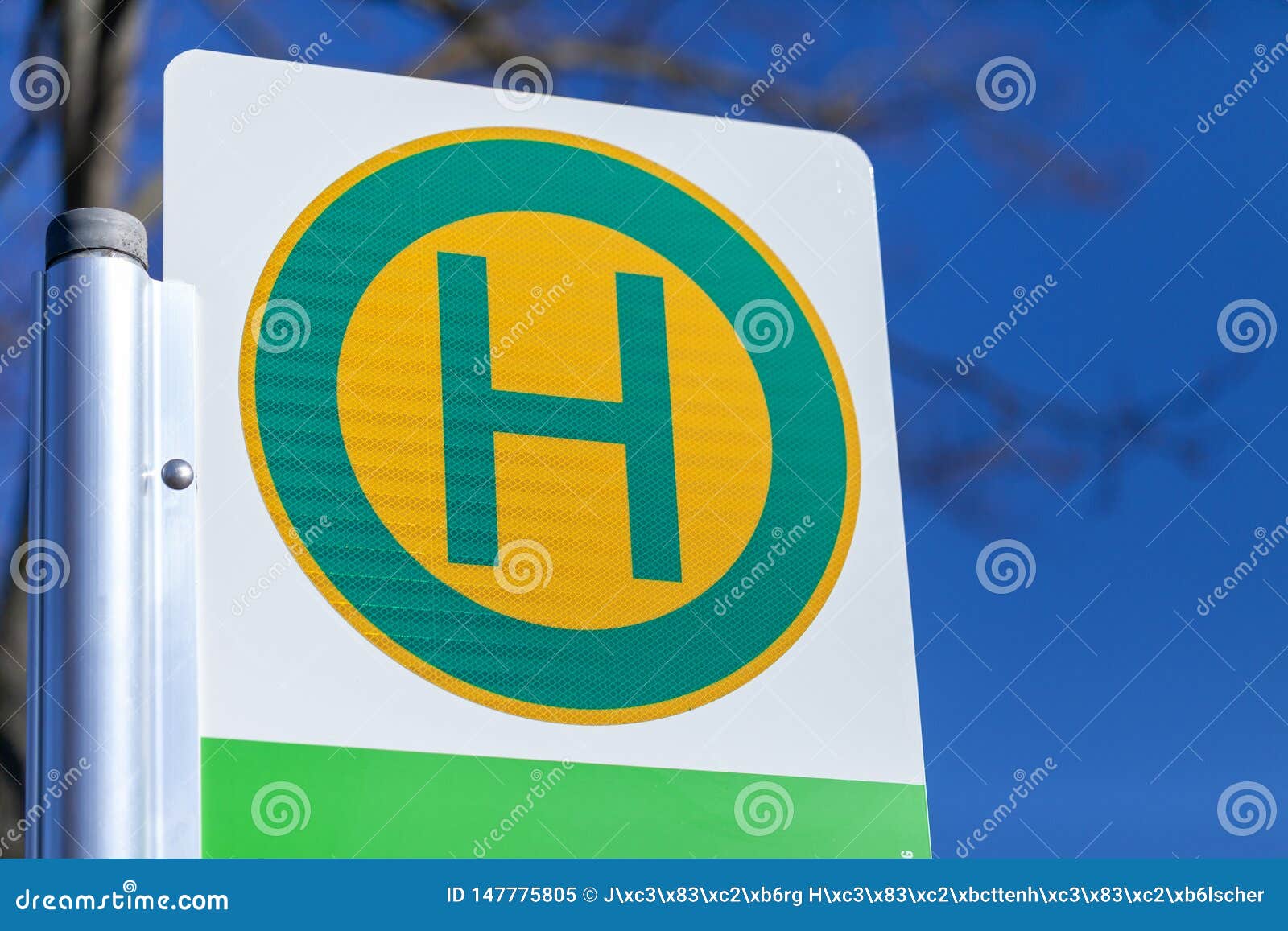 German Bus Stop Sign on a Street Stock Image - Image of symbol, german ...