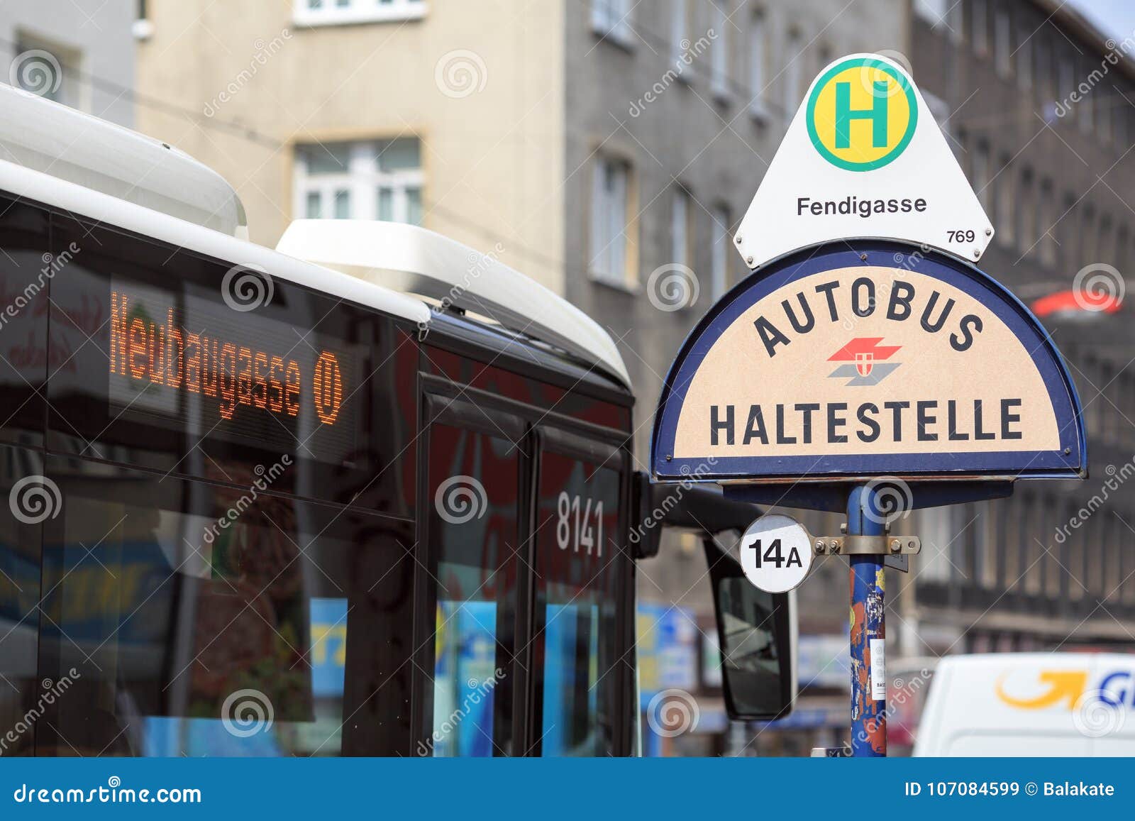 Bus Stop Sign. Vienna, Austria Editorial Stock Image - Image of ...