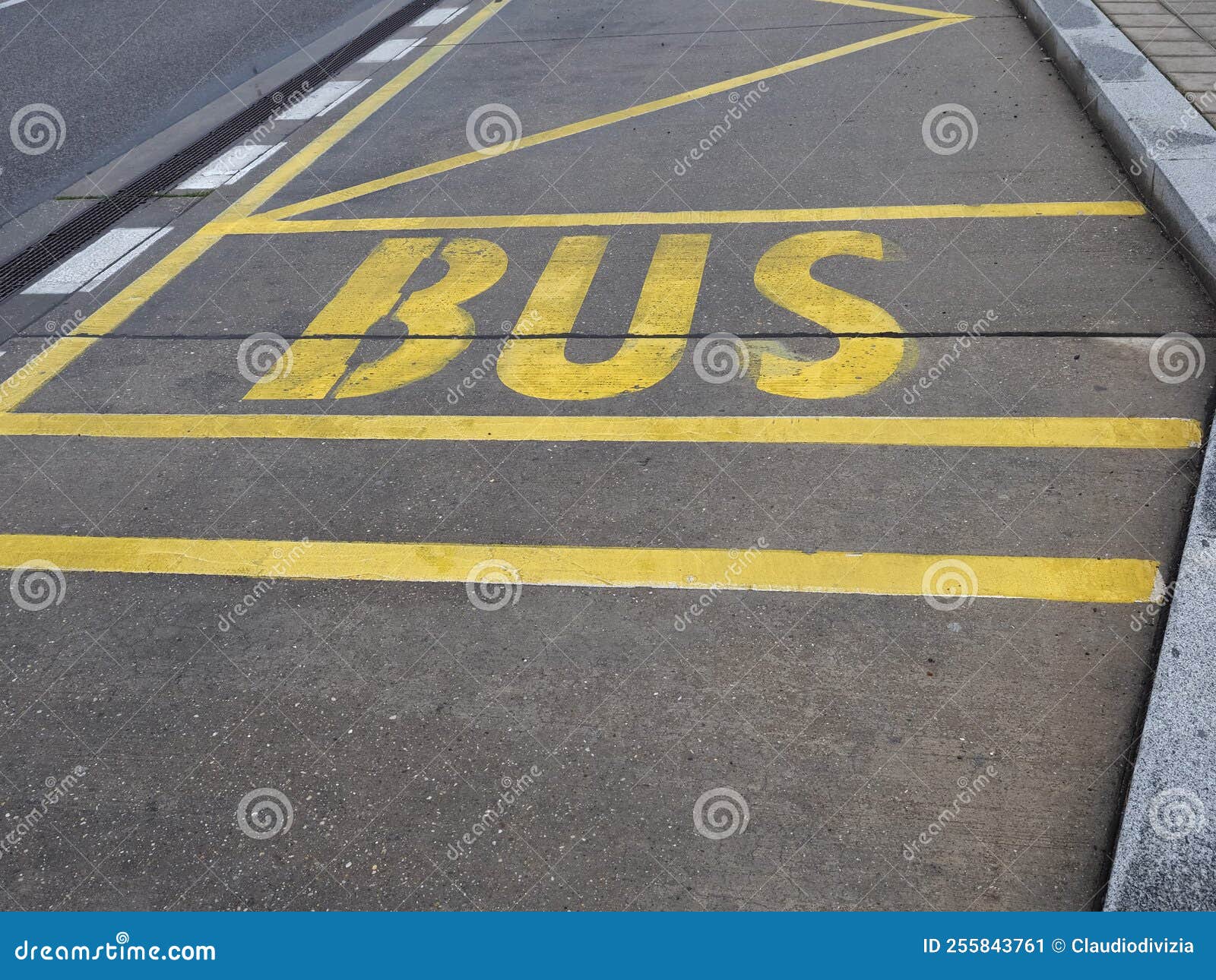 Bus stop sign stock image. Image of yellow, transit - 255843761