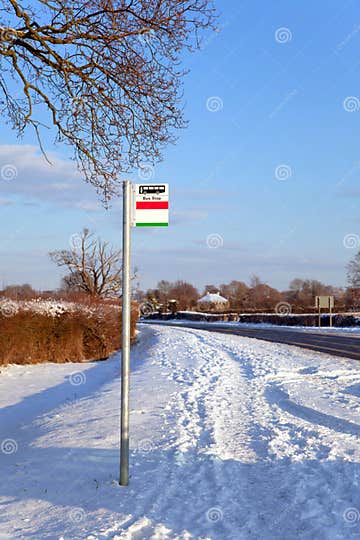 Bus stop in the snow stock photo. Image of winter, afternoon - 15940758
