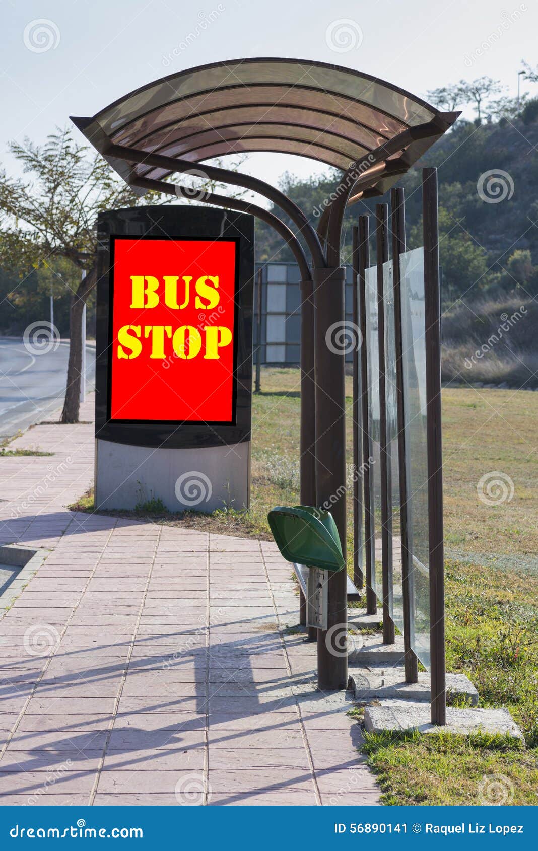 Bus stop. stock image. Image of city, street, mountain - 56890141