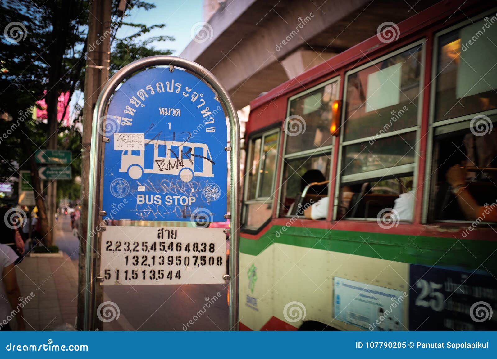Bus stop in Thailand editorial image. Image of vehicle - 107790205