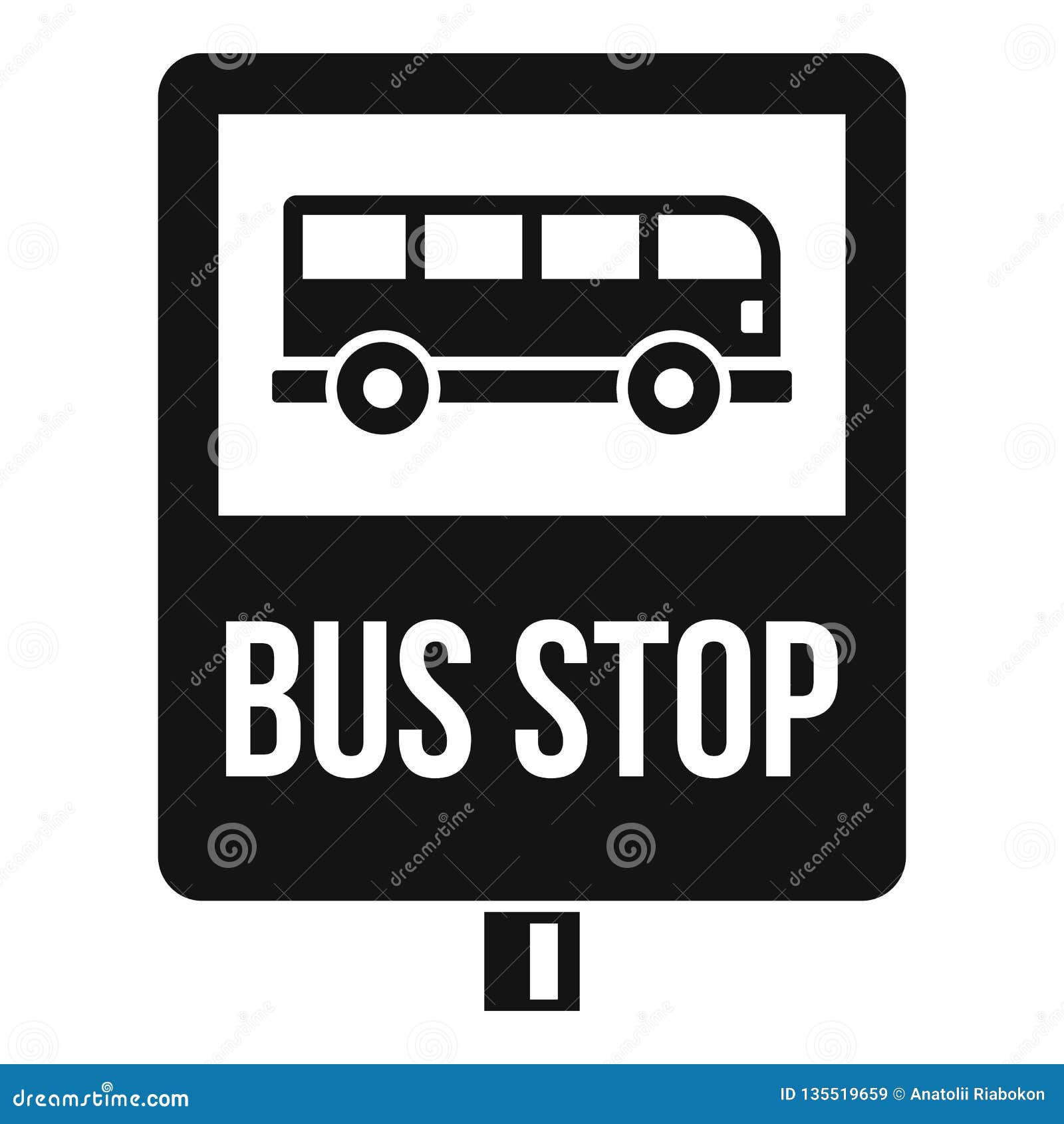 Bus Stop Traffic Sign Icon, Simple Style Stock Vector - Illustration of ...
