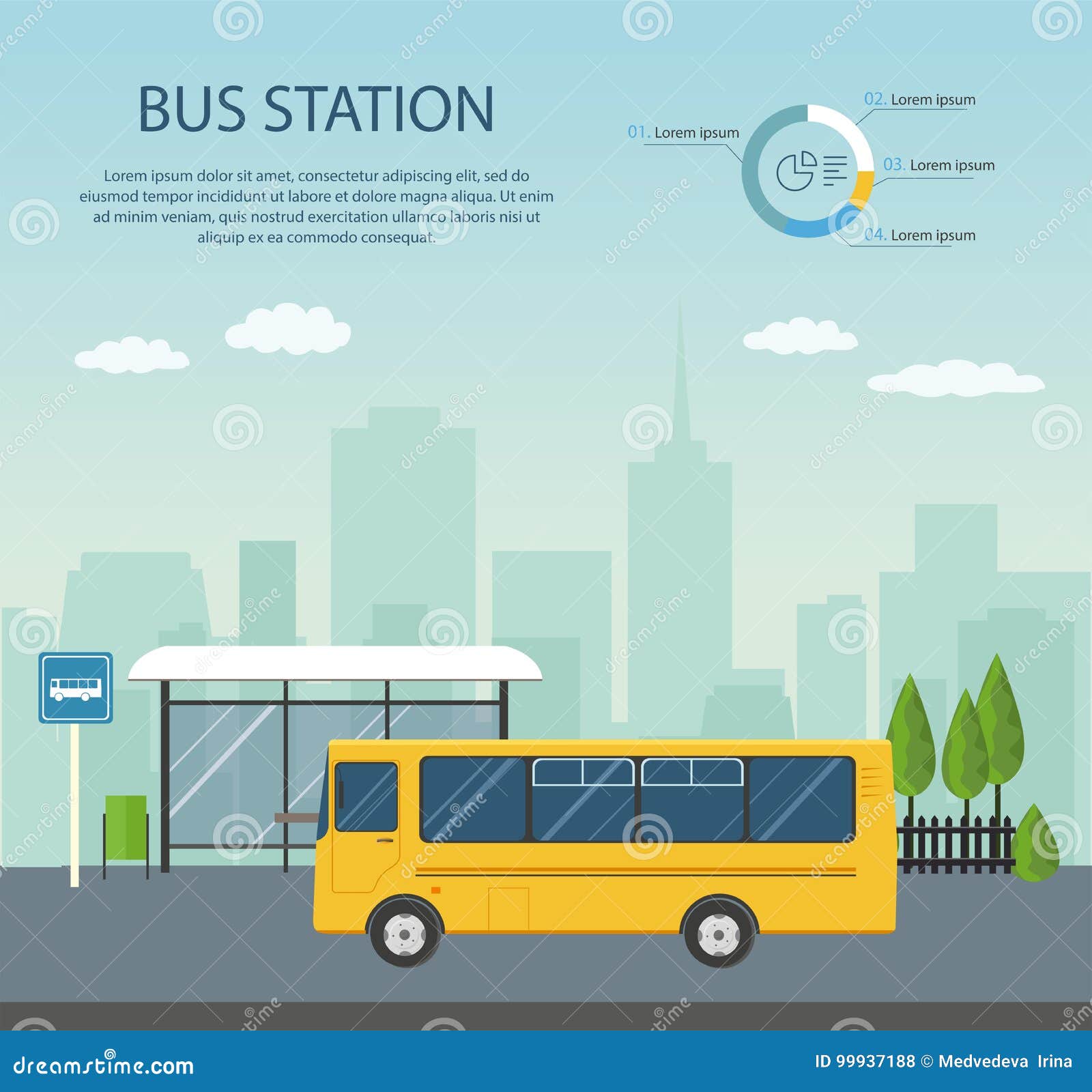 Bus stop, train station stock vector. Illustration of hours - 99937188