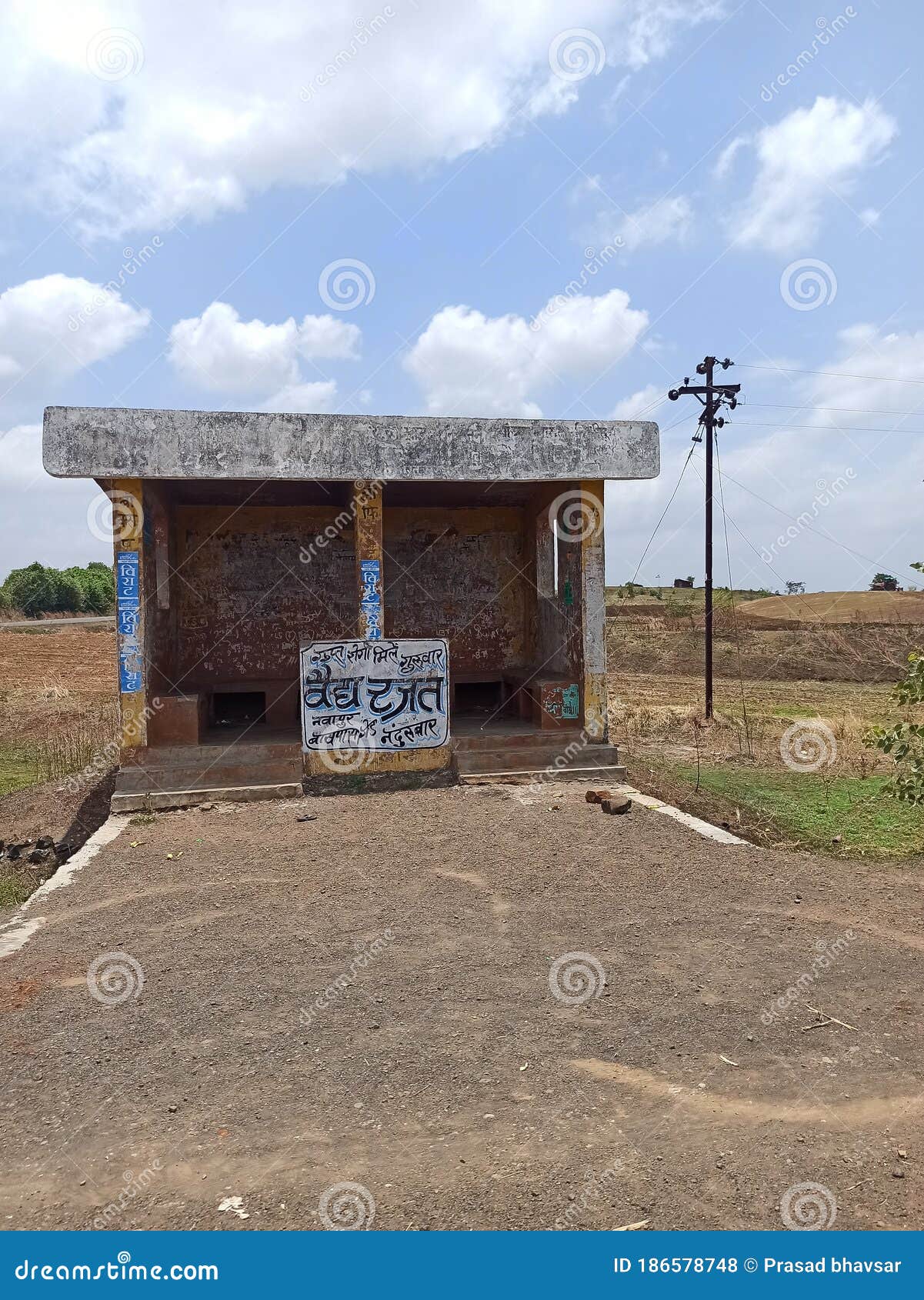 Bus Stop at Village Looking Old and Gray Colour Stock Photo - Image of ...