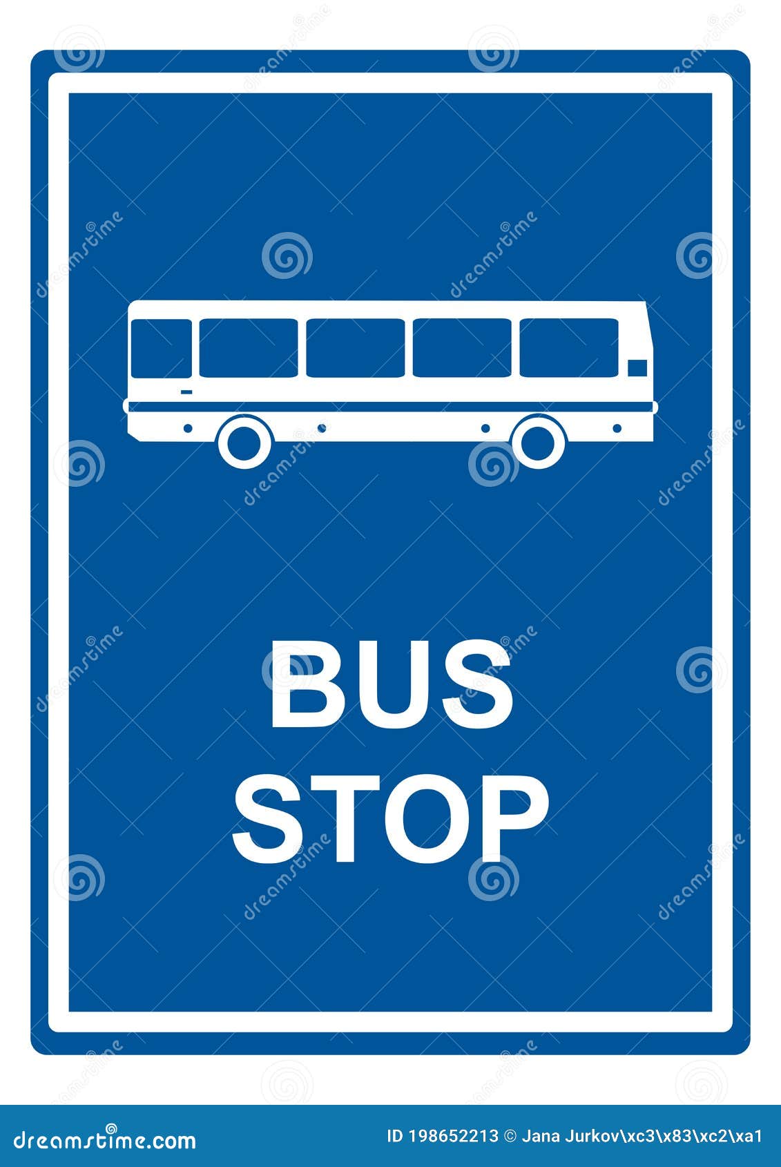 Bus Stop, Road Sign, White Silhouette on Blue Background, Eps. Stock ...