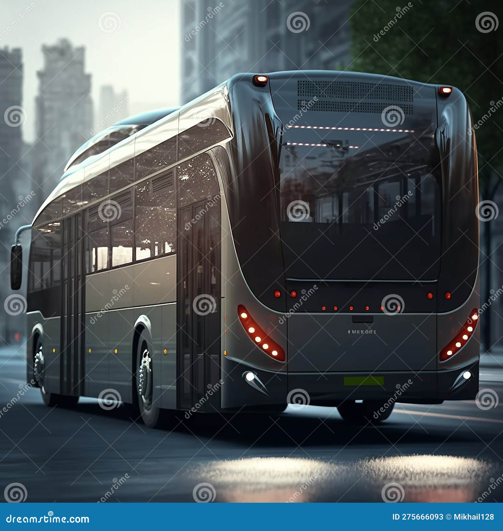 A Bus on the Street. Back View. Stock Illustration - Illustration of ...