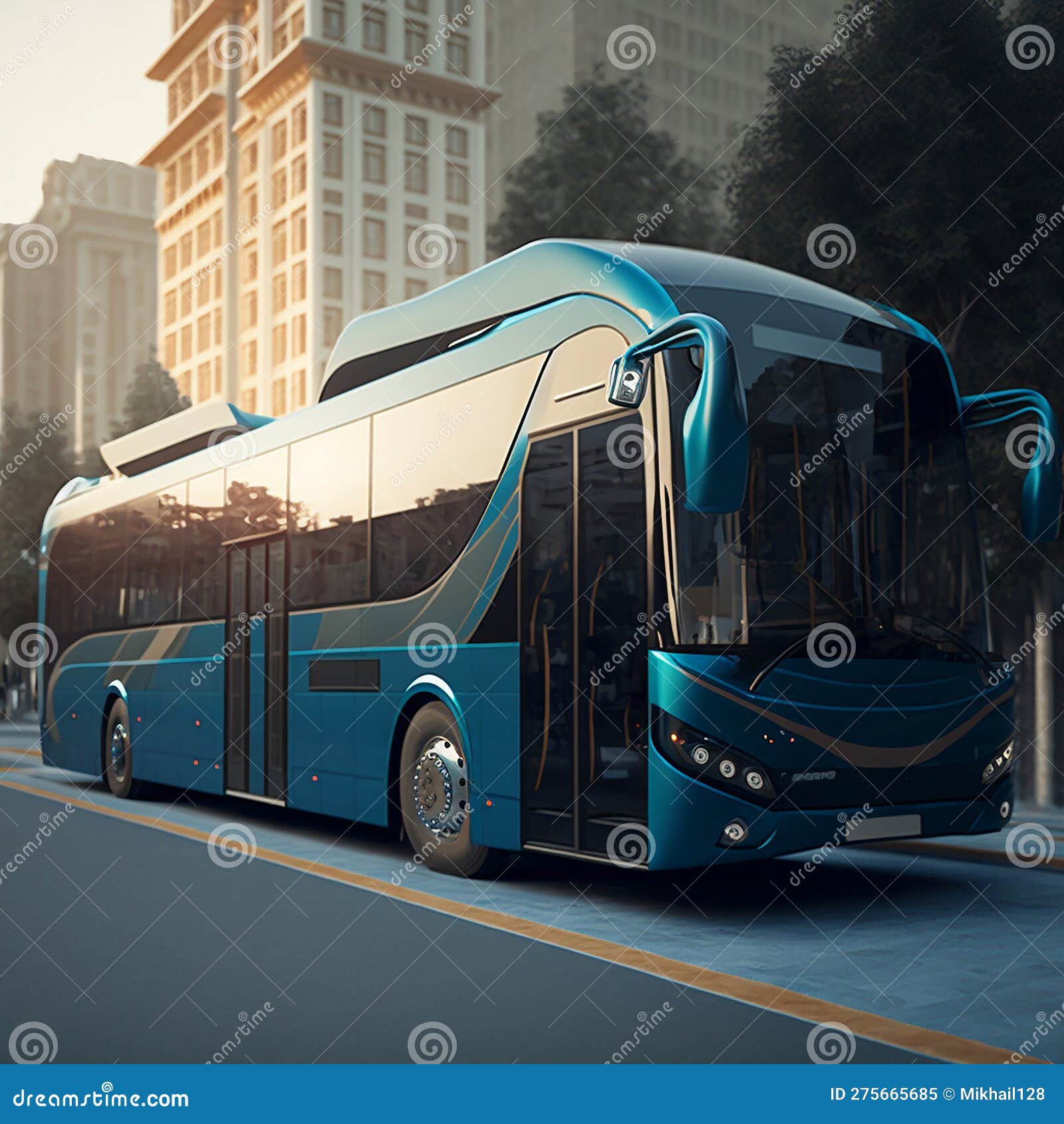A bus on the street. stock illustration. Illustration of tour - 275665685