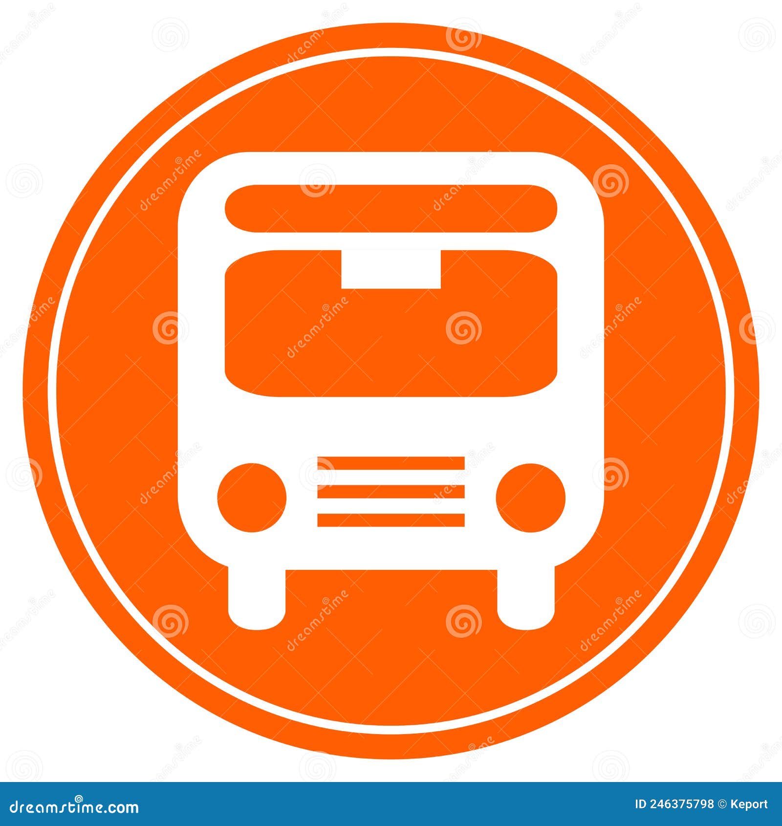 Bus Symbol on Red Button with White Frame Stock Illustration ...