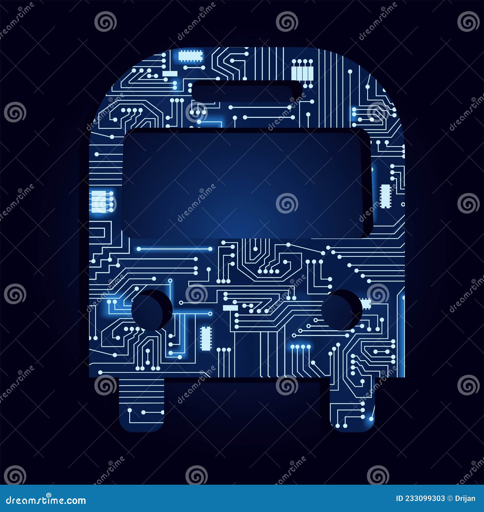 Bus Symbol Used on Traffic Signpost with a Technological Electronics ...