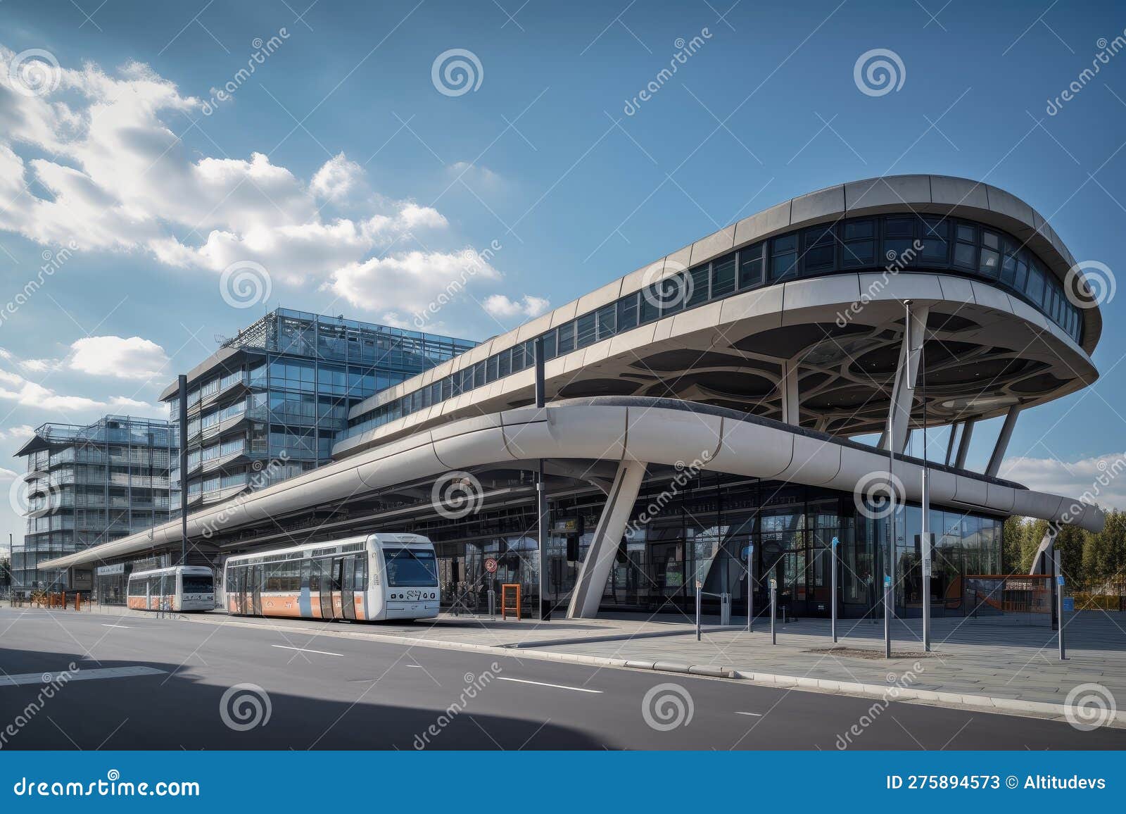 Bus Terminal with Modernistic Architecture and Sleek Design Stock ...