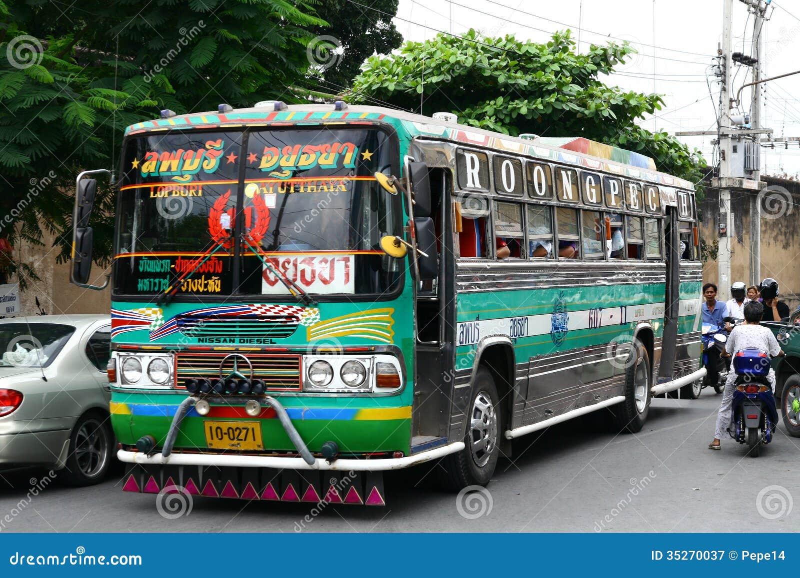 Bus in Thailand editorial photography. Image of colors - 35270037
