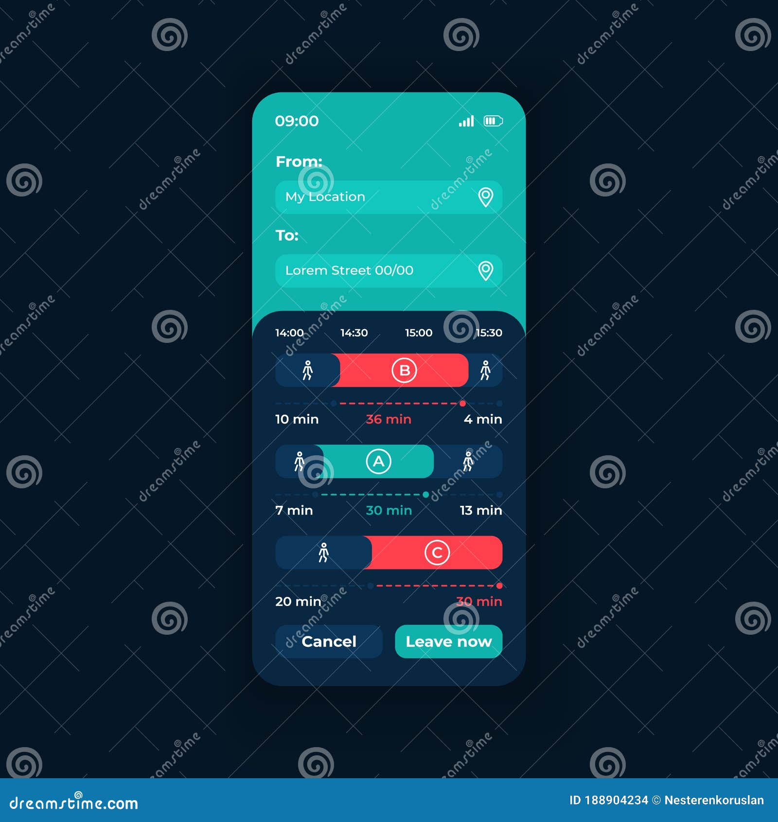 Bus Traffic App Smartphone Interface Vector Template Stock Vector ...