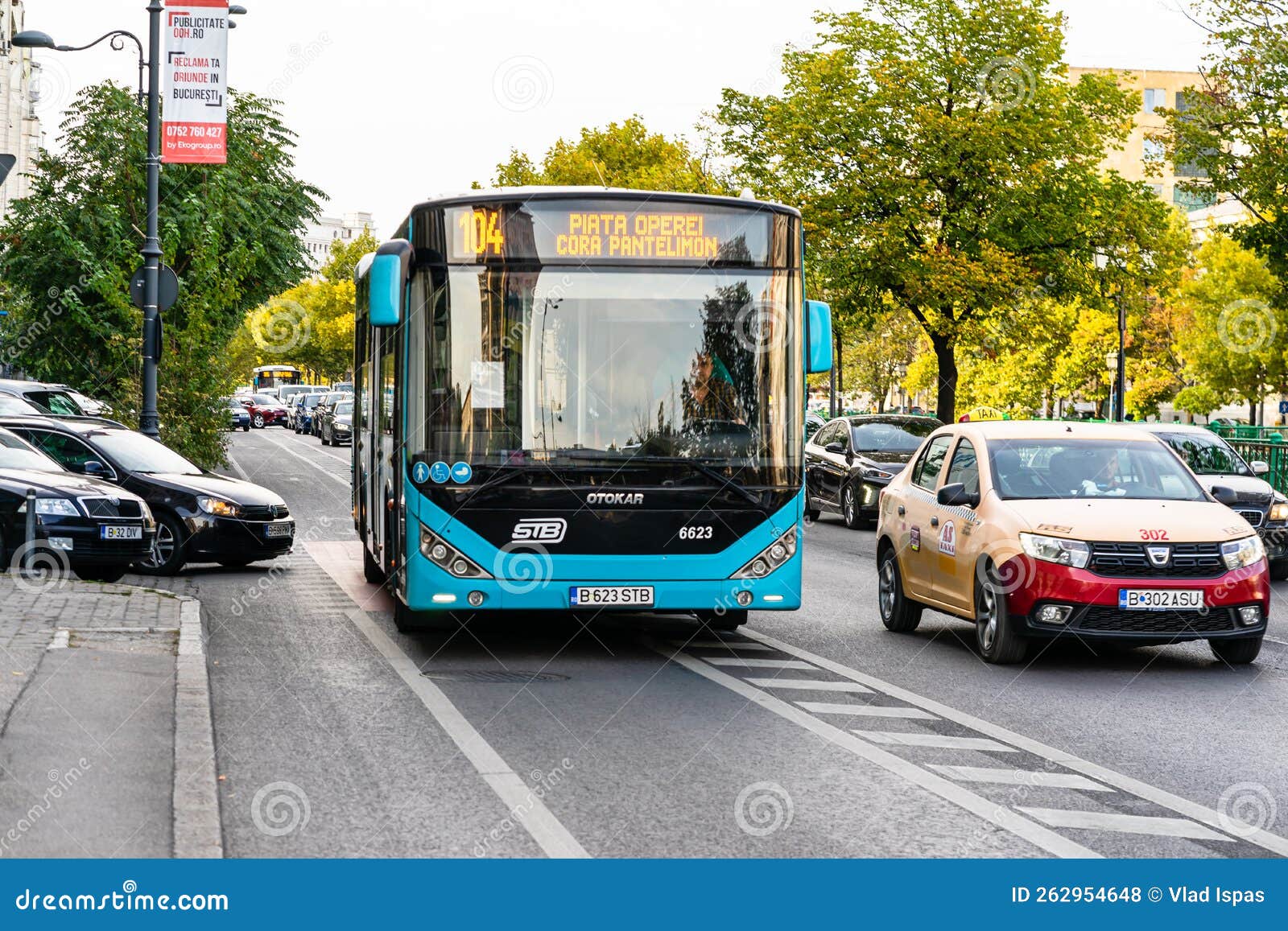 Bus in Traffic. STB Public Transport Bucharest, Romania, 2022 Editorial ...