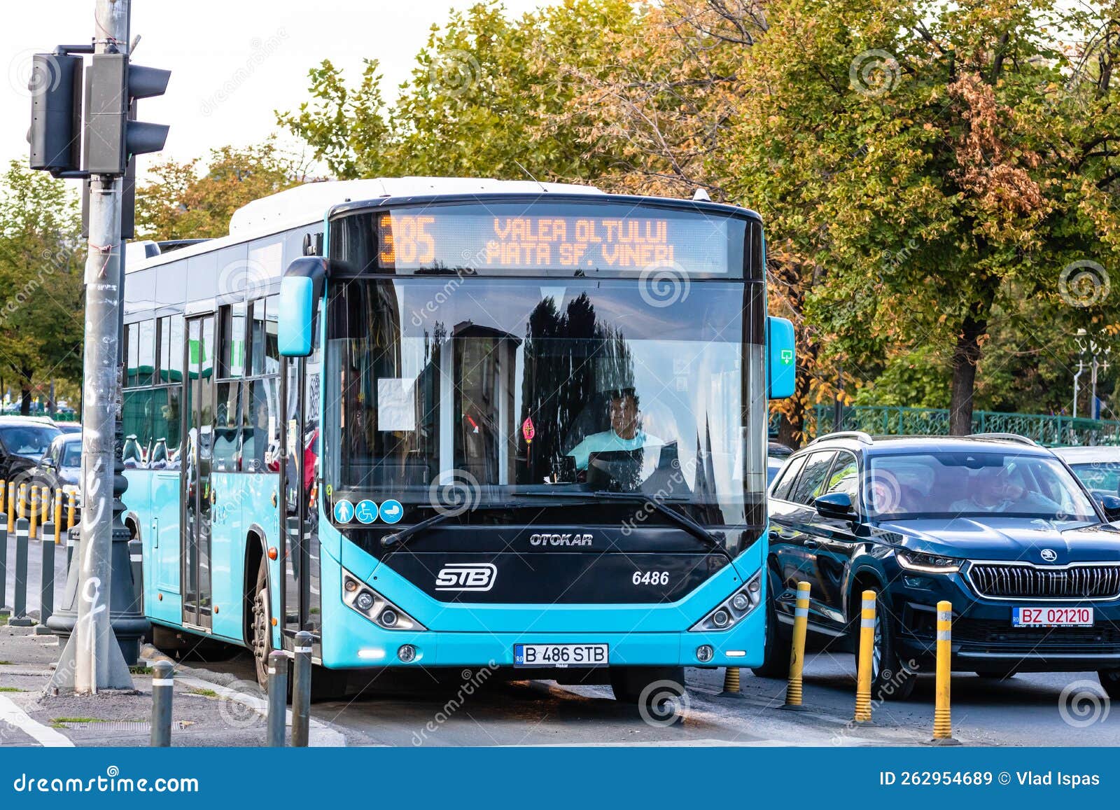 Bus in Traffic. STB Public Transport Bucharest, Romania, 2022 Editorial ...