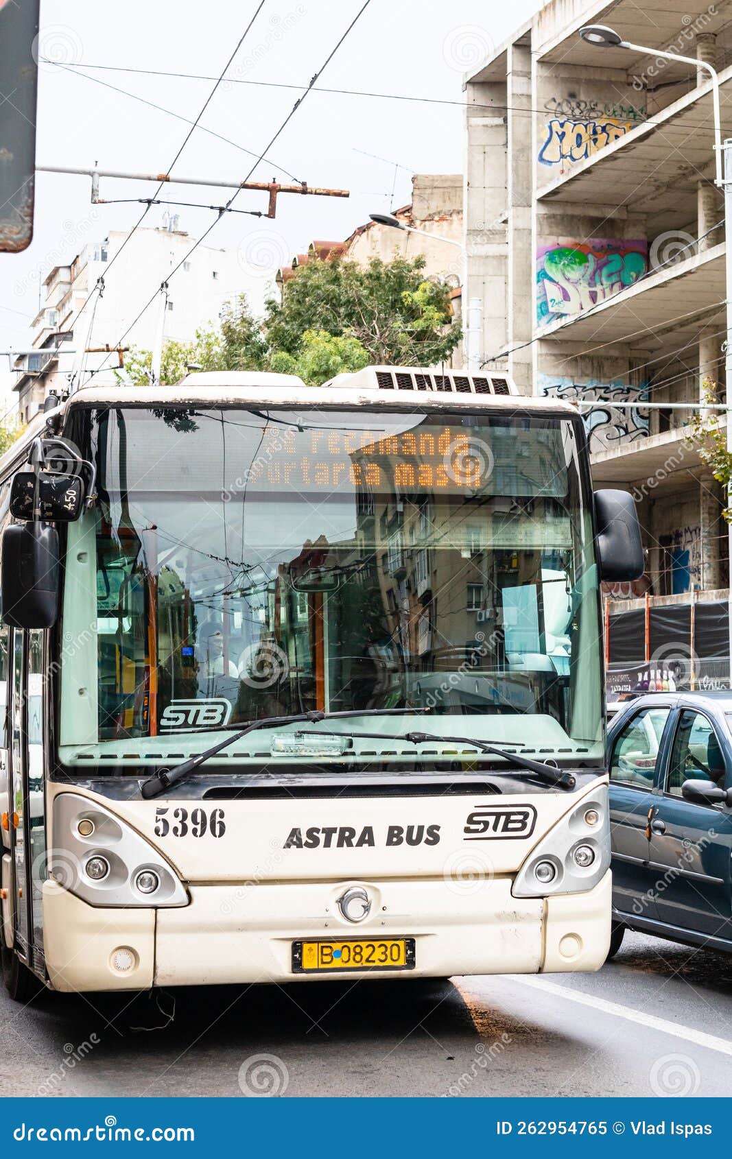 Bus in Traffic. STB Public Transport Bucharest, Romania, 2022 Editorial ...