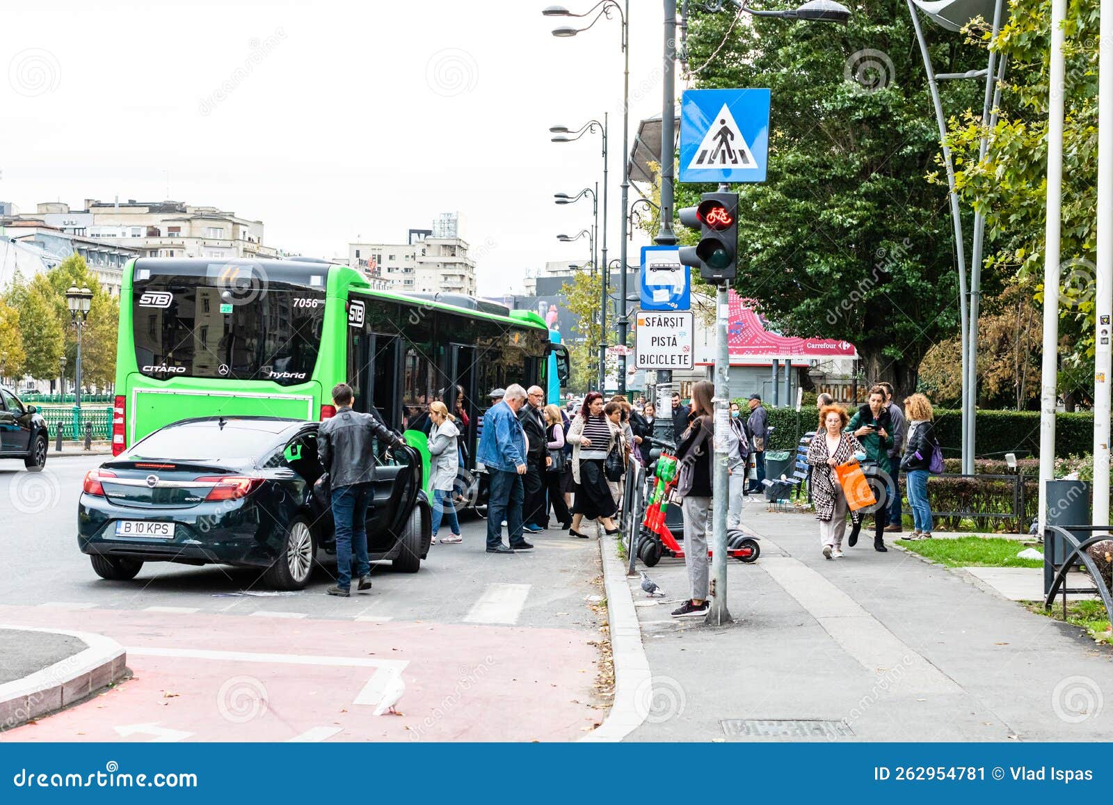 Bus in Traffic. STB Public Transport Bucharest, Romania, 2022 Editorial ...