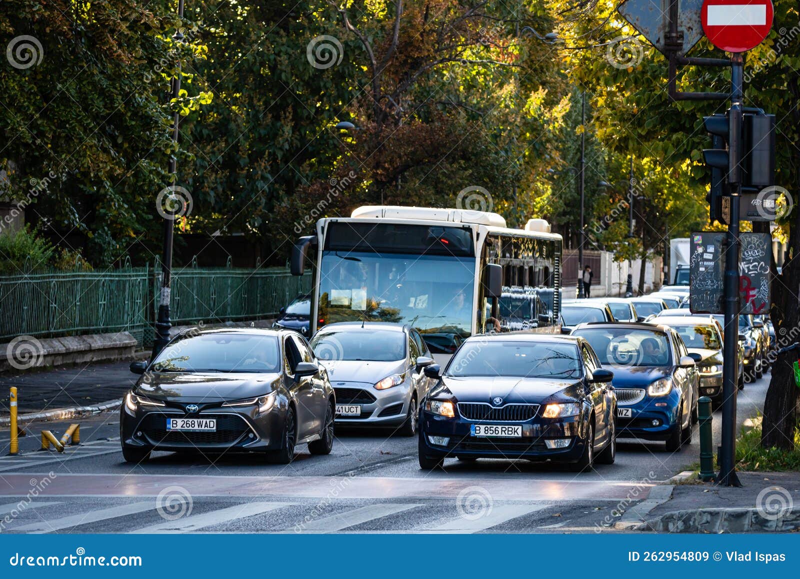 Bus in Traffic. STB Public Transport Bucharest, Romania, 2022 Editorial ...