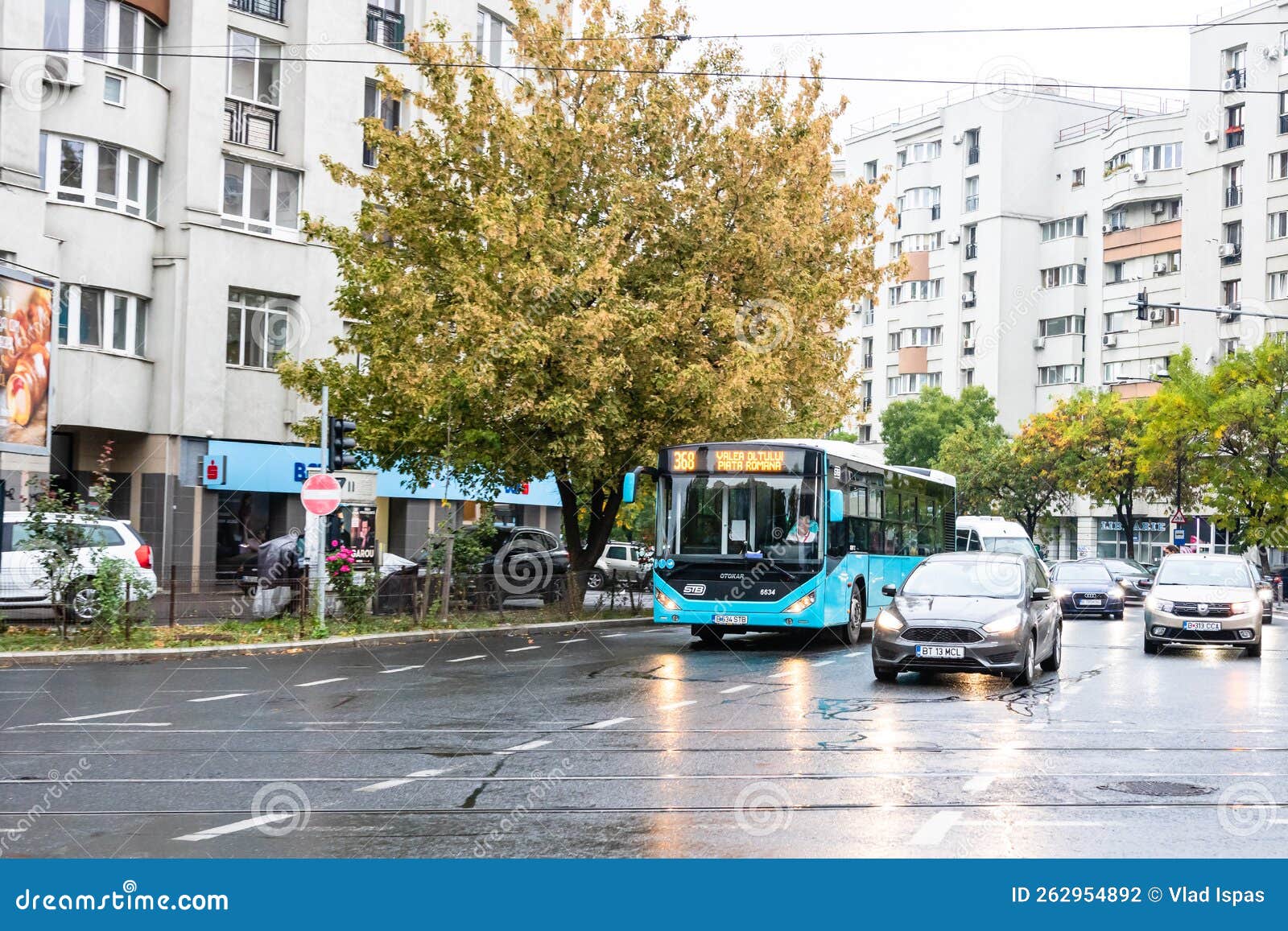 Bus in Traffic. STB Public Transport Bucharest, Romania, 2022 Editorial ...
