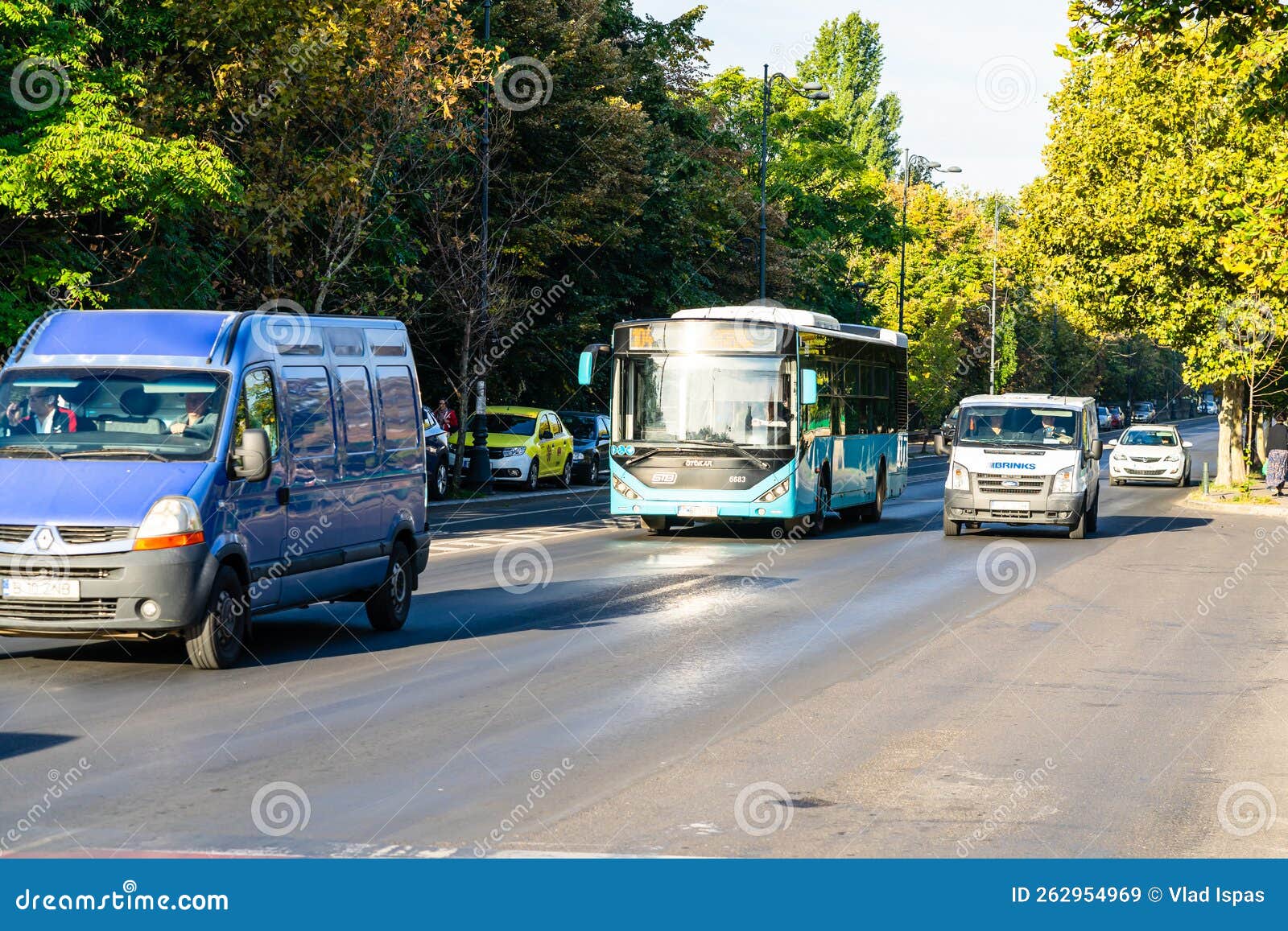 Bus in Traffic. STB Public Transport Bucharest, Romania, 2022 Editorial ...