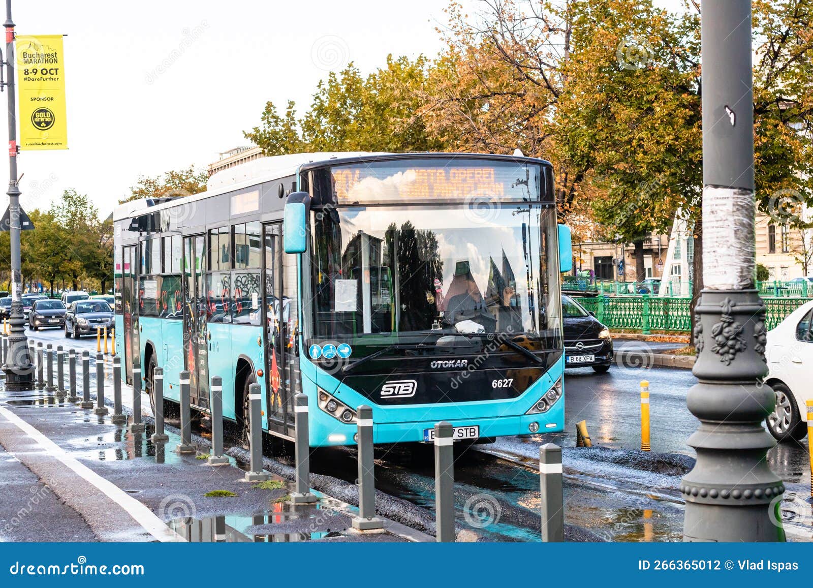 Bus in Traffic. STB Public Transport Bucharest, Romania, 2022 Editorial ...