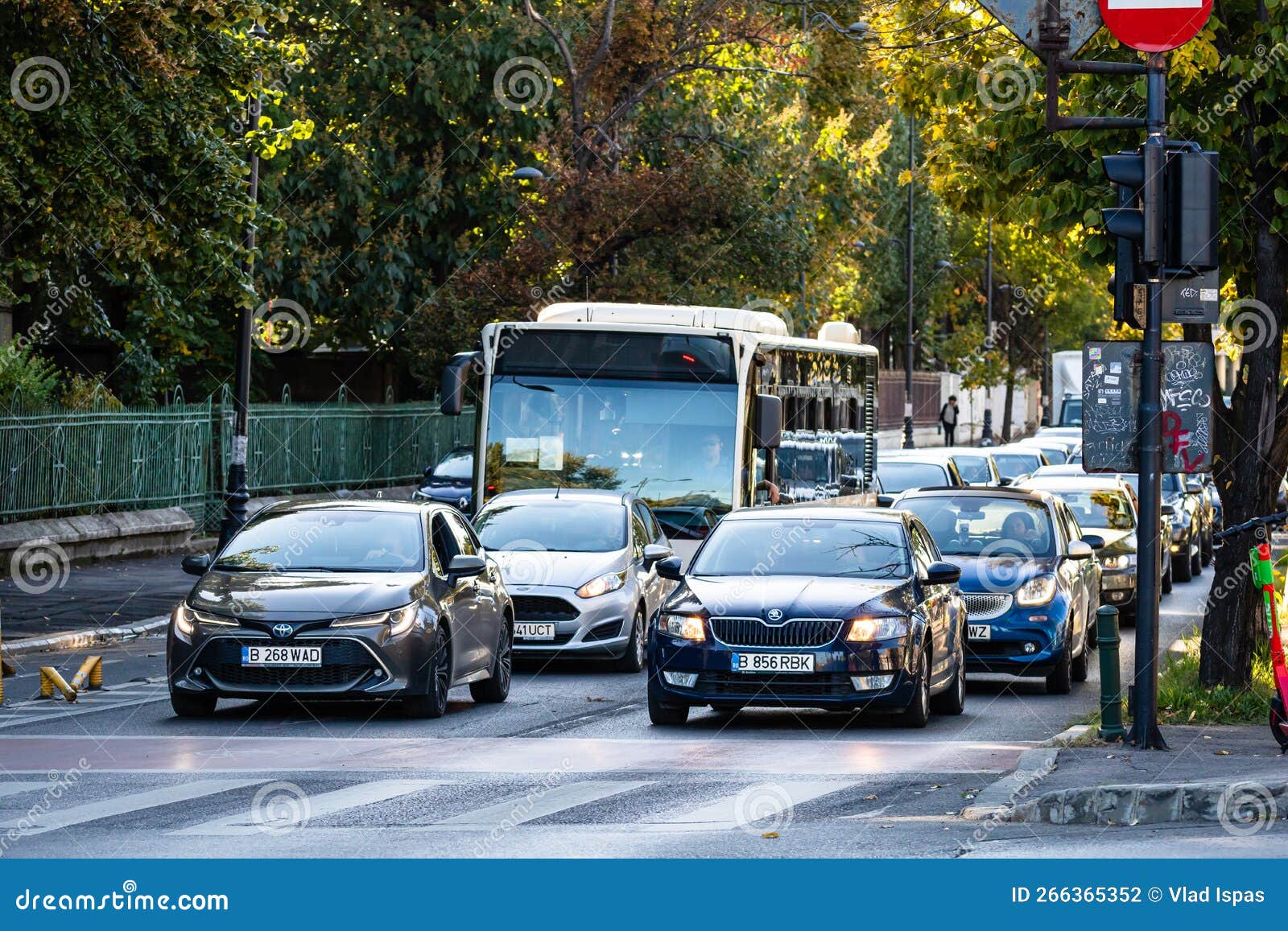 Bus in Traffic. STB Public Transport Bucharest, Romania, 2022 Editorial ...