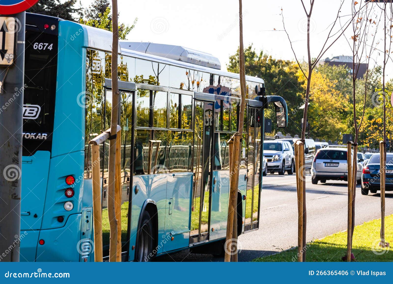 Bus in Traffic. STB Public Transport Bucharest, Romania, 2022 Editorial ...