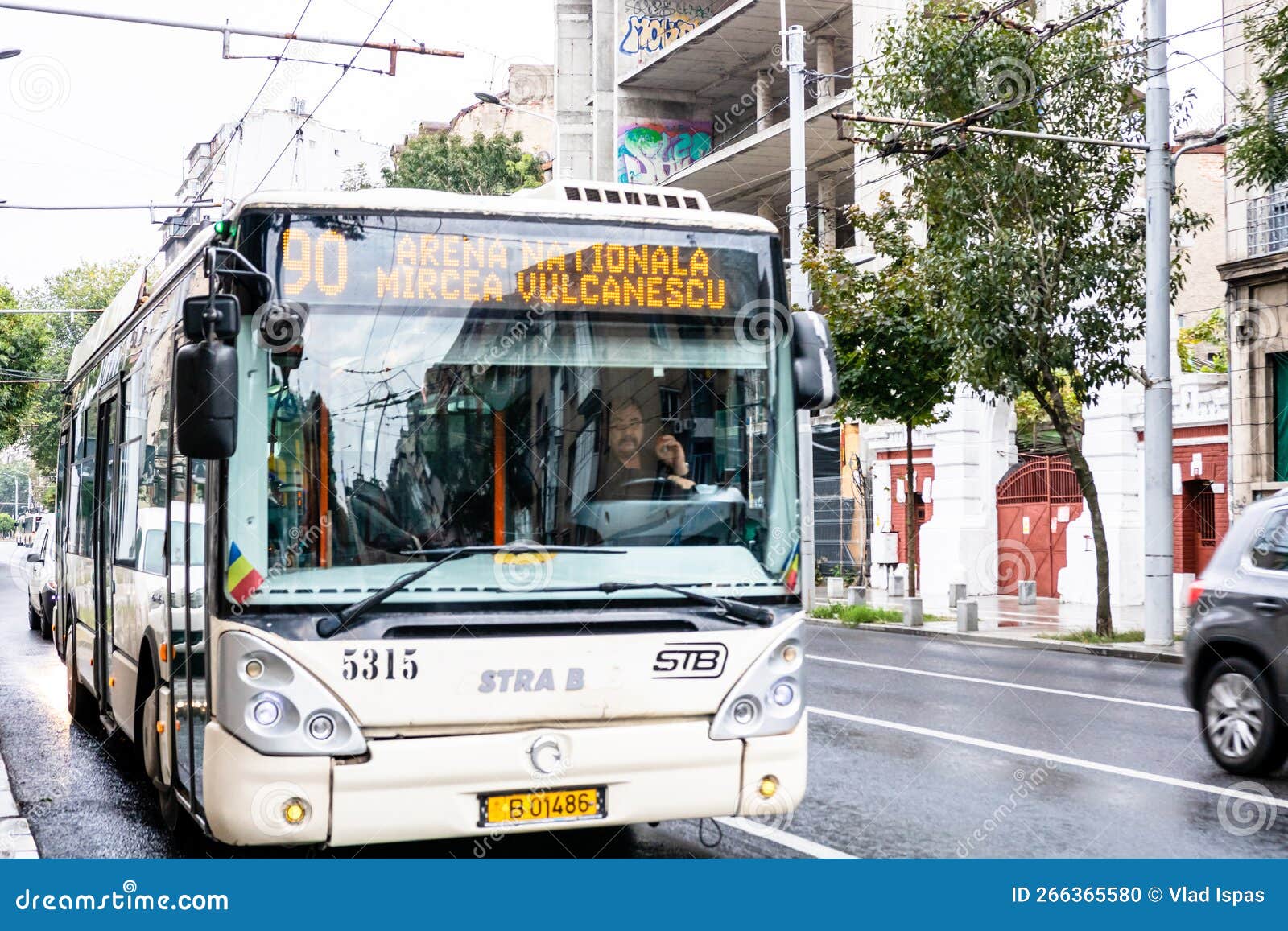 Bus in Traffic. STB Public Transport Bucharest, Romania, 2022 Editorial ...