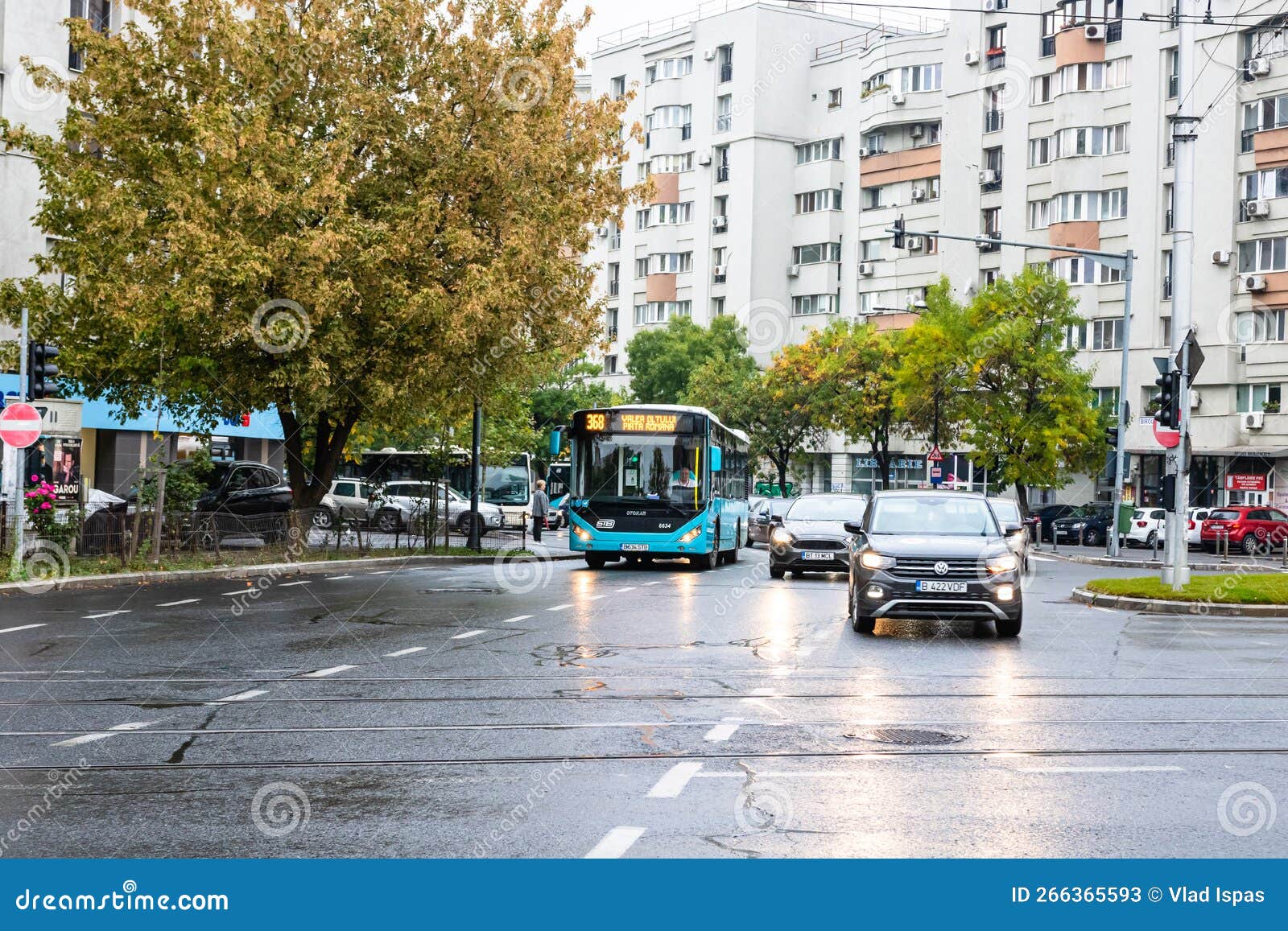 Bus in Traffic. STB Public Transport Bucharest, Romania, 2022 Editorial ...