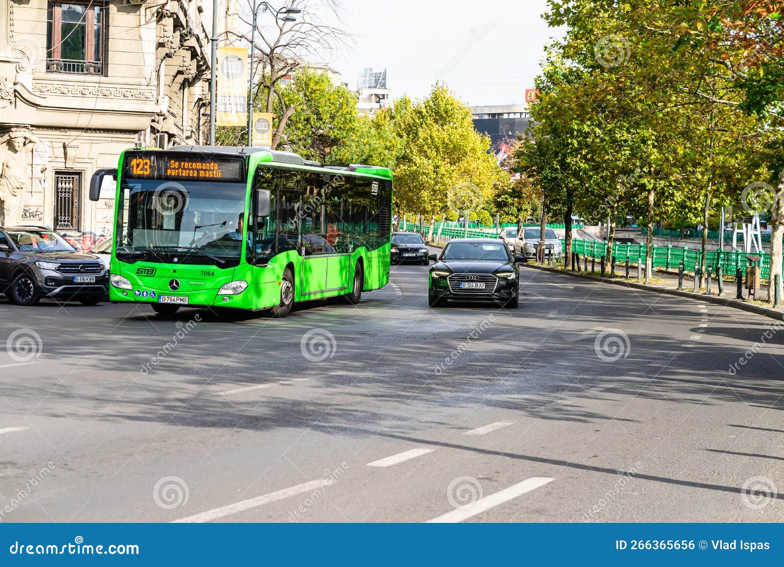 Bus in Traffic. STB Public Transport Bucharest, Romania, 2022 Editorial ...
