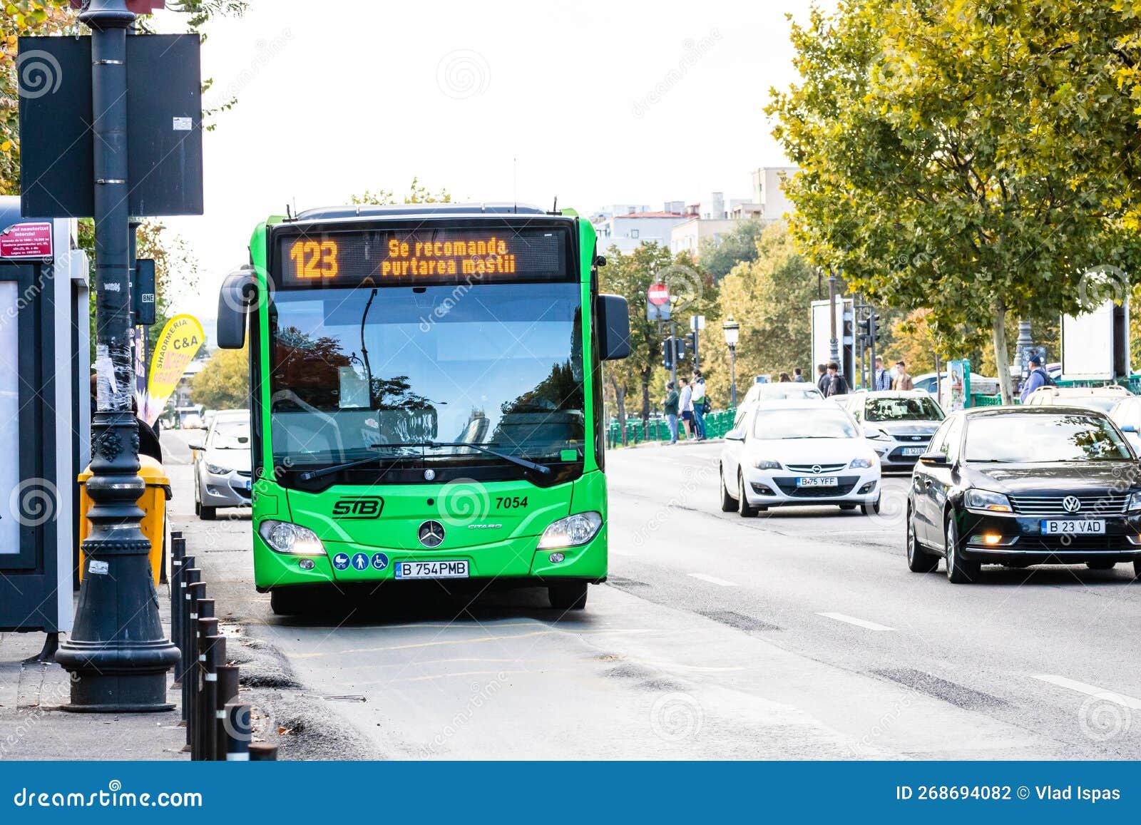 Bus in Traffic. STB Public Transport Bucharest, Romania, 2022 Editorial ...