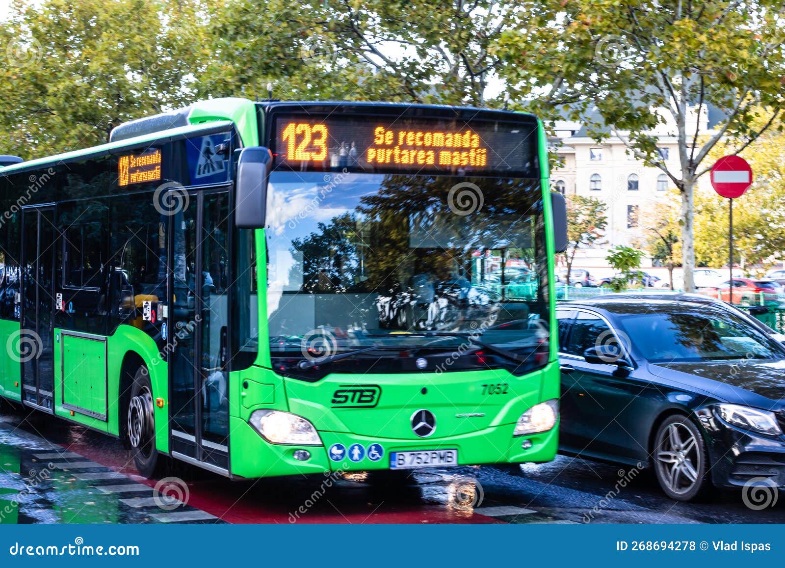 Bus in Traffic. STB Public Transport Bucharest, Romania, 2022 Editorial ...