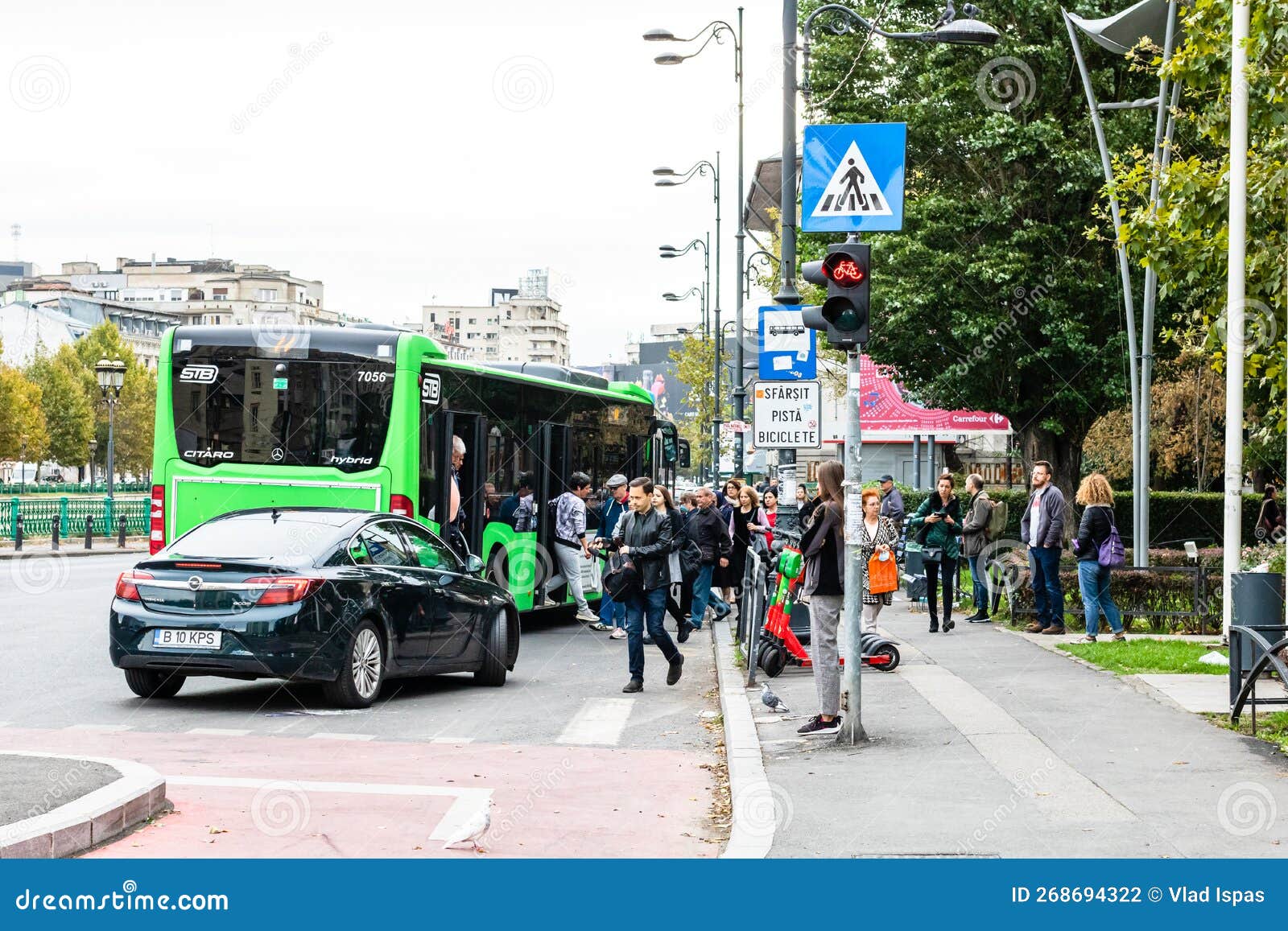 Bus in Traffic. STB Public Transport Bucharest, Romania, 2022 Editorial ...