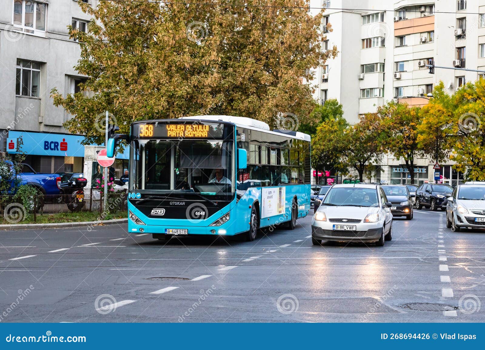 Bus in Traffic. STB Public Transport Bucharest, Romania, 2022 Editorial ...